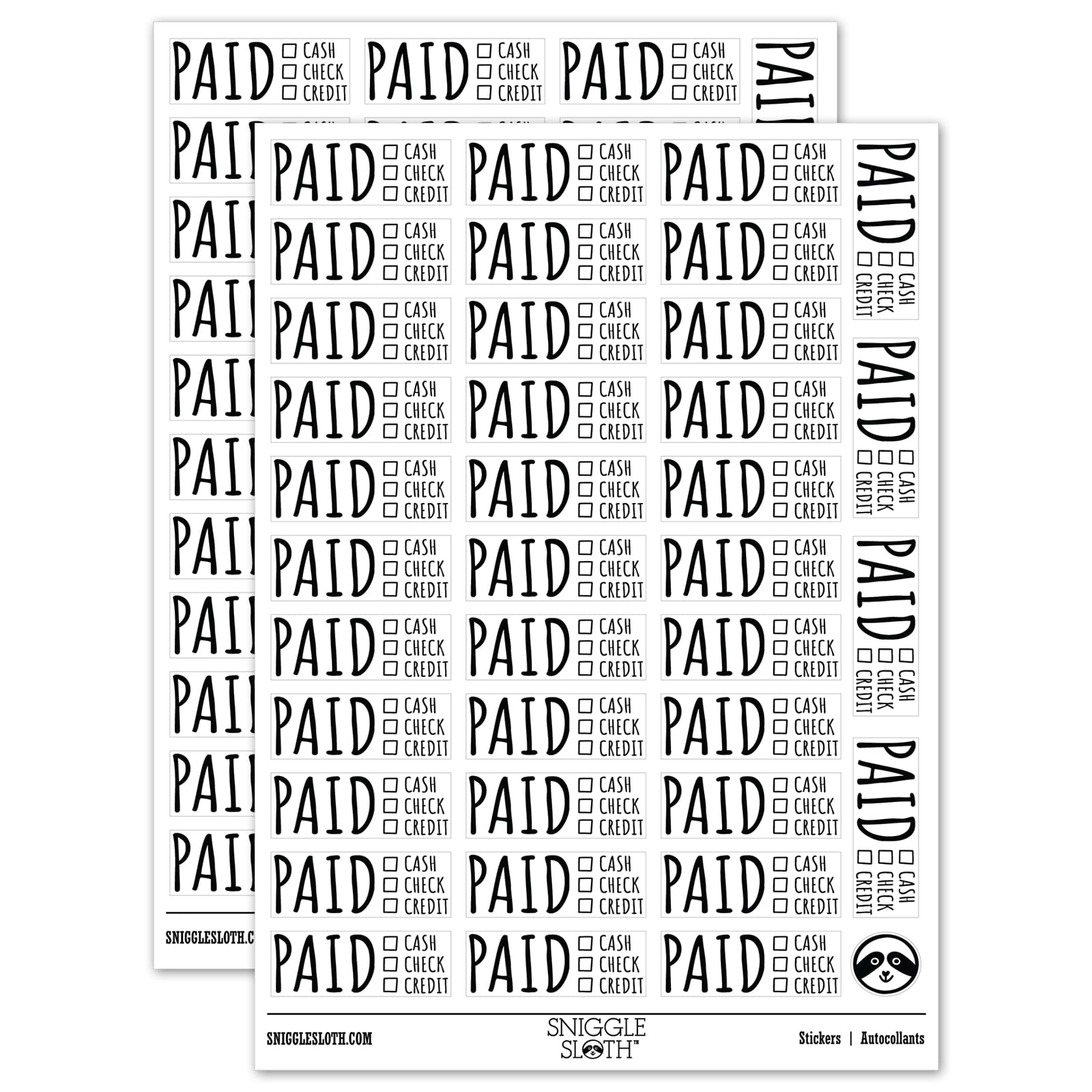 Paid Details Cash Check Credit Invoice Sticker Set - White - Matte ...