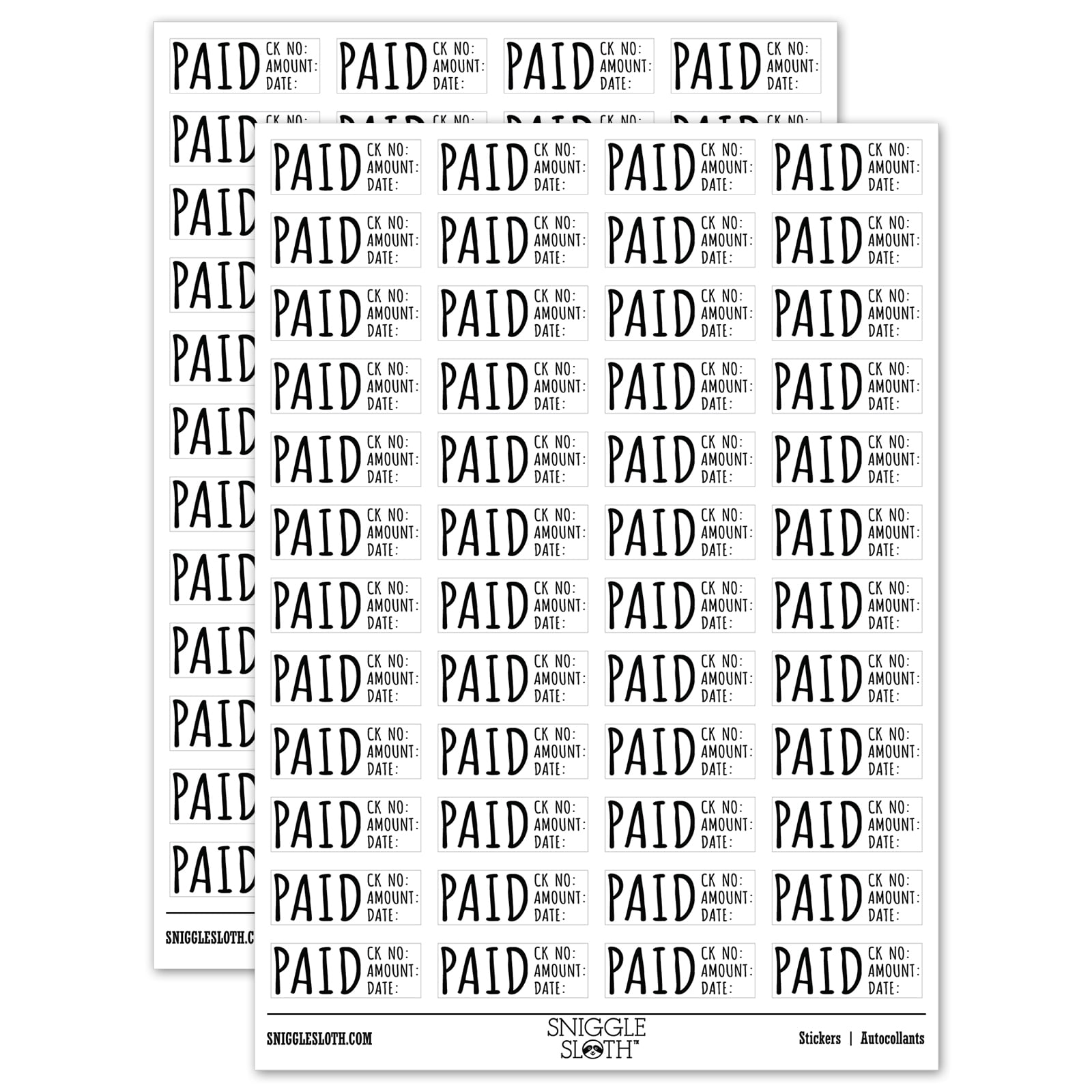 Paid Details Check Number Amount Date Invoice Sticker Set - White ...