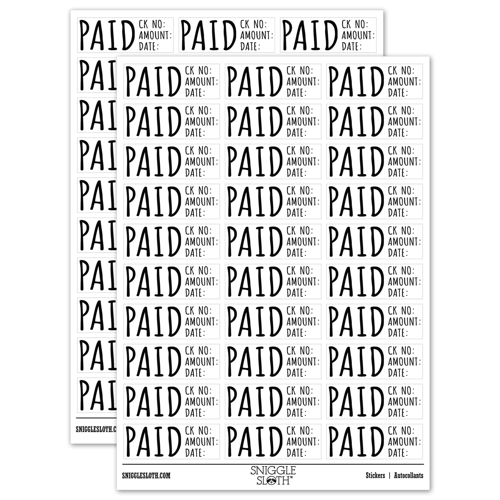 Paid Details Check Number Amount Date Invoice Sticker Set - White ...