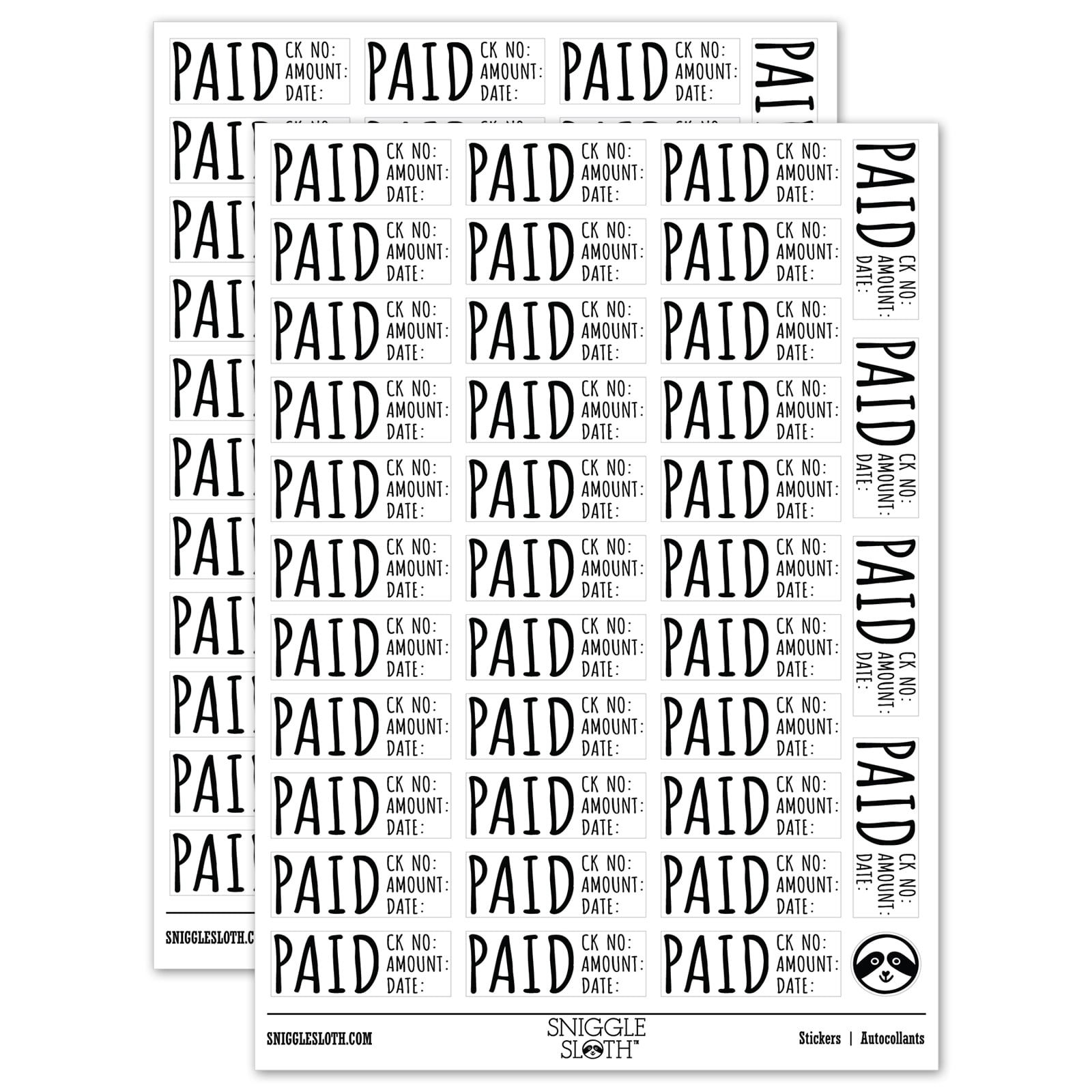Paid Details Check Number Amount Date Invoice Sticker Set - White ...