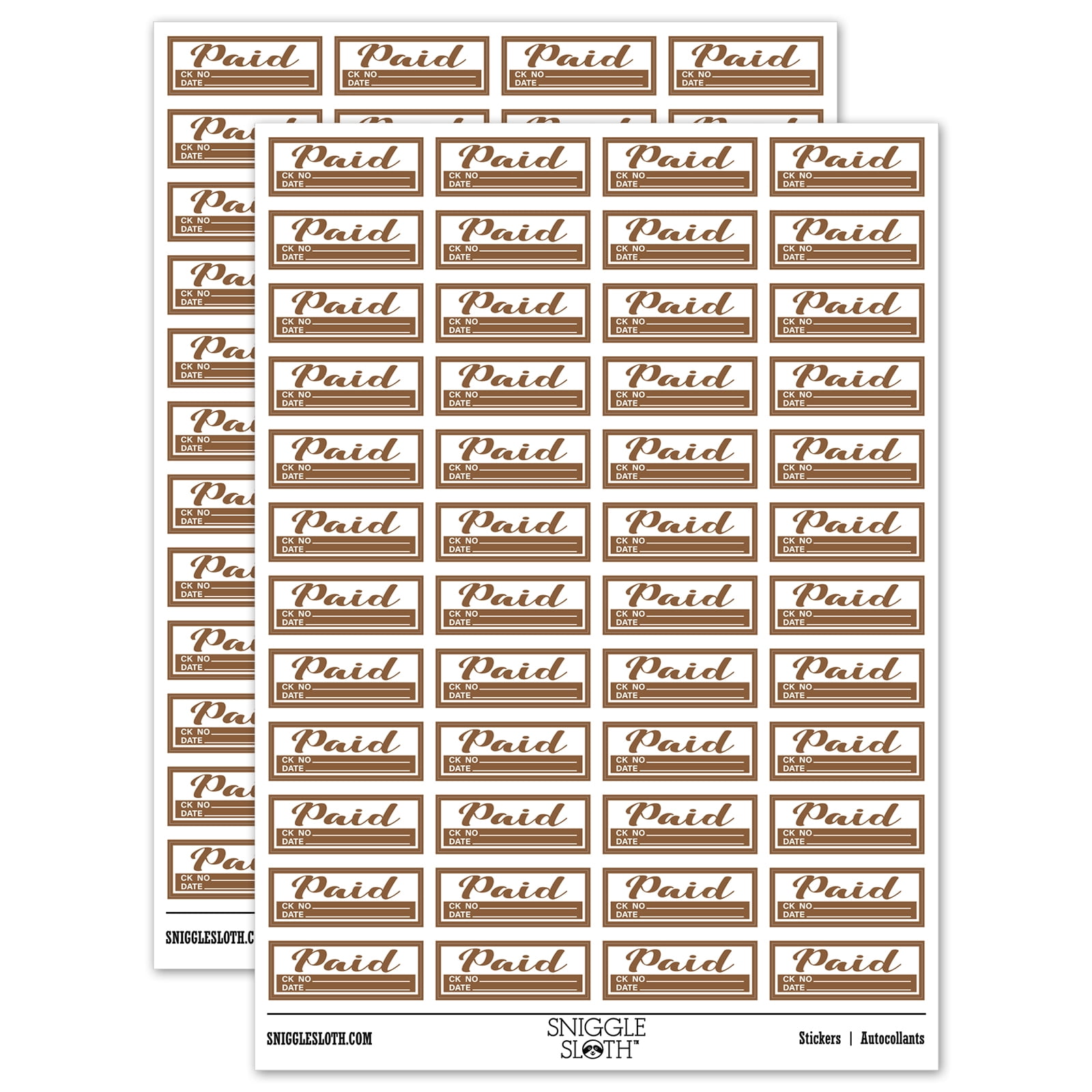 Paid Details Check Number Date Invoice Sticker Set - Brown - Matte ...