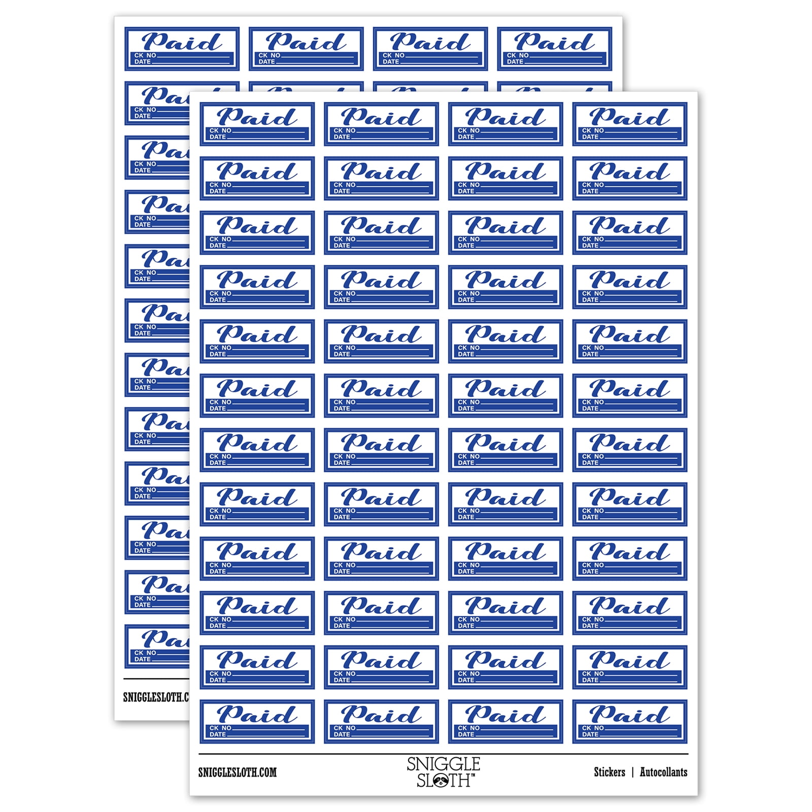 Paid Details Check Number Date Invoice Sticker Set - Dark Blue - Matte ...