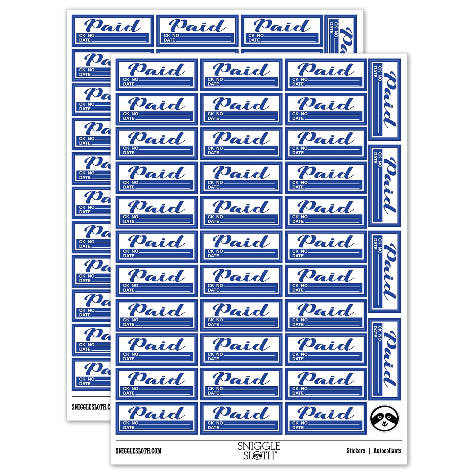 Paid Details Check Number Date Invoice Sticker Set - Dark Blue - Matte ...