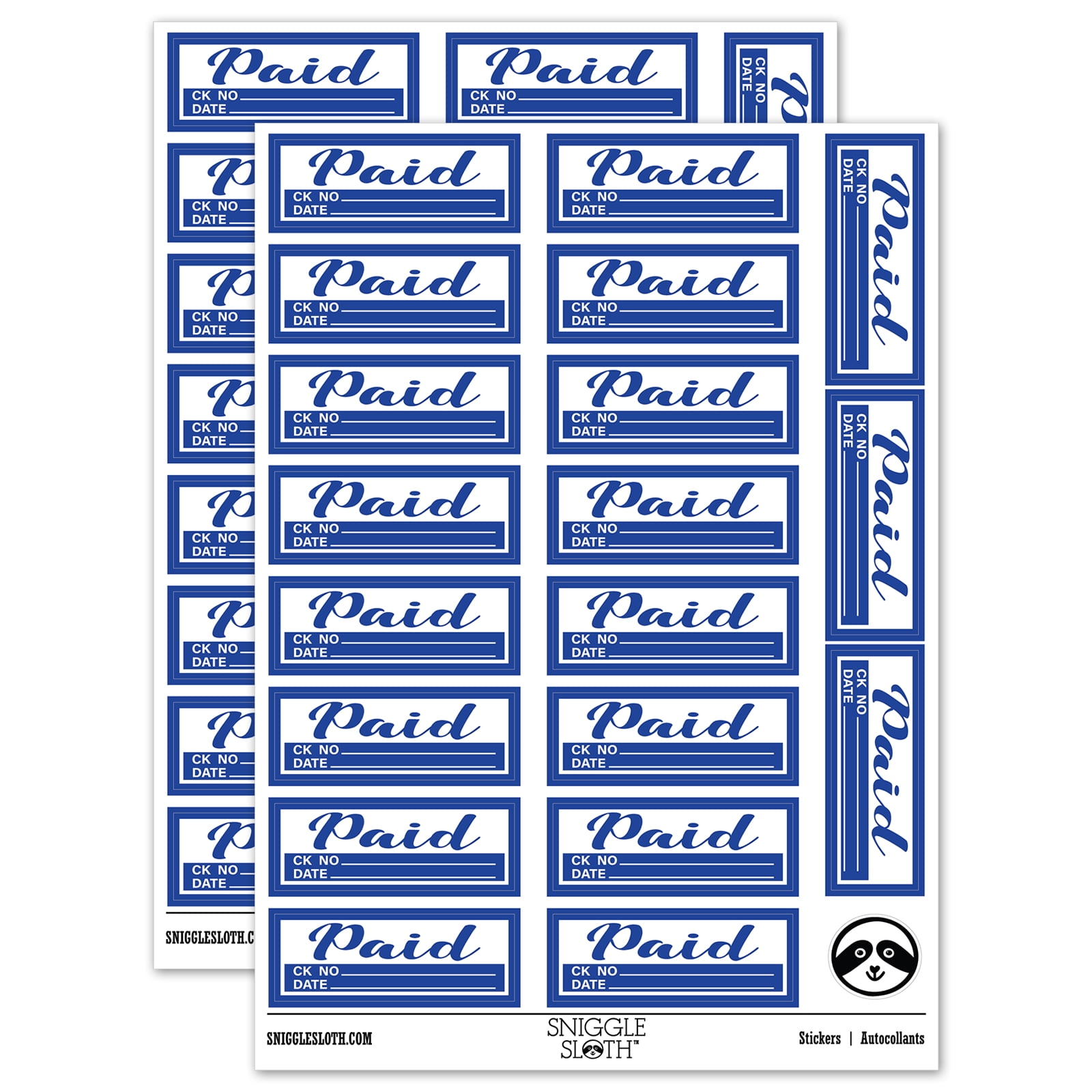 Paid Details Check Number Date Invoice Sticker Set - Dark Blue - Matte ...