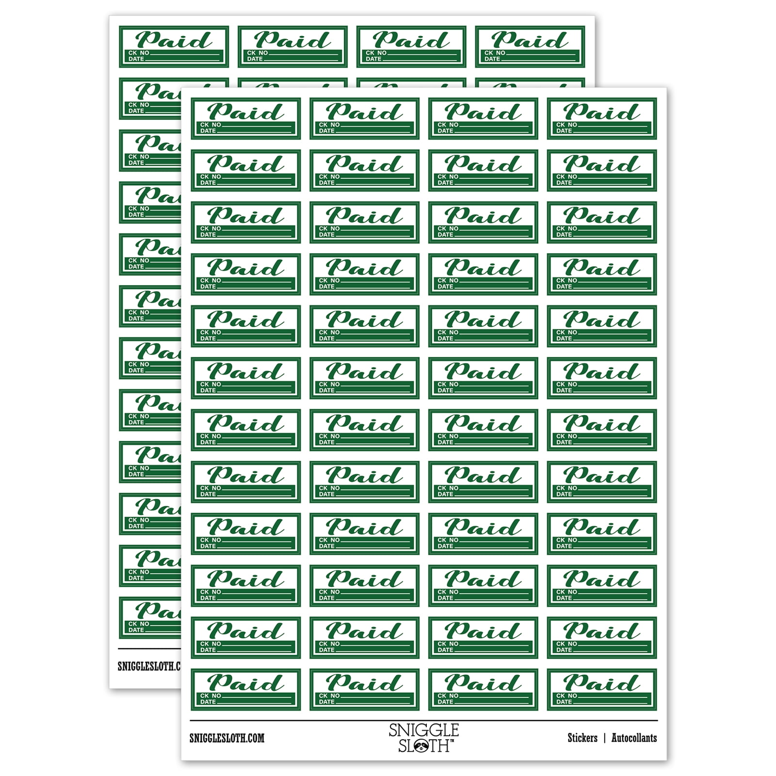Paid Details Check Number Date Invoice Sticker Set - Dark Green - Matte ...