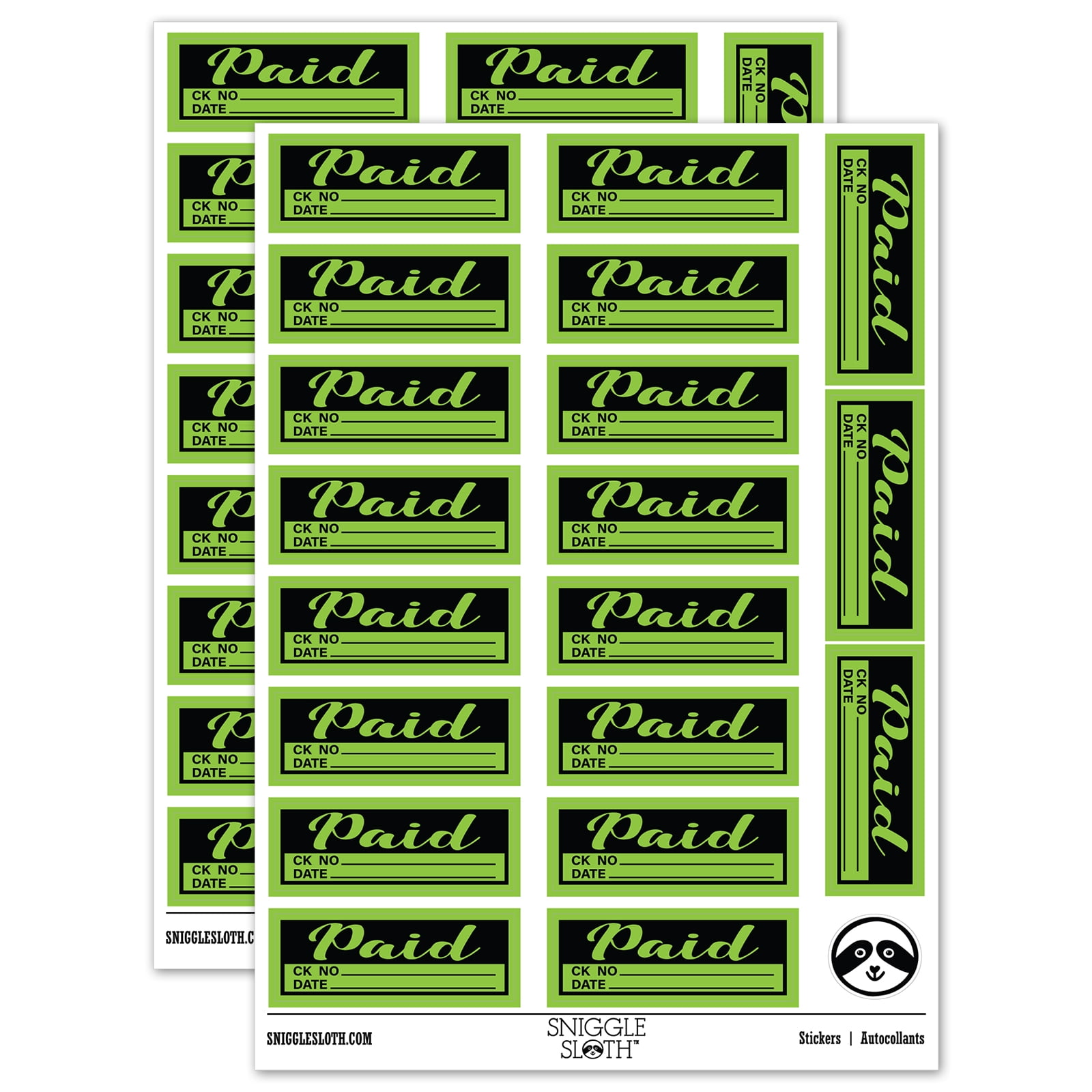 Paid Details Check Number Date Invoice Sticker Set - Light Green ...