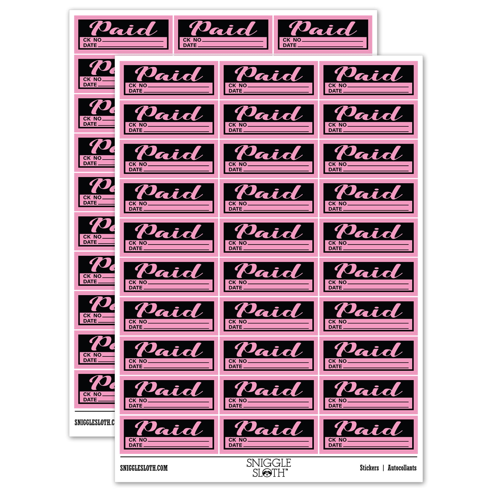 Paid Details Check Number Date Invoice Sticker Set - Light Pink - Gloss ...