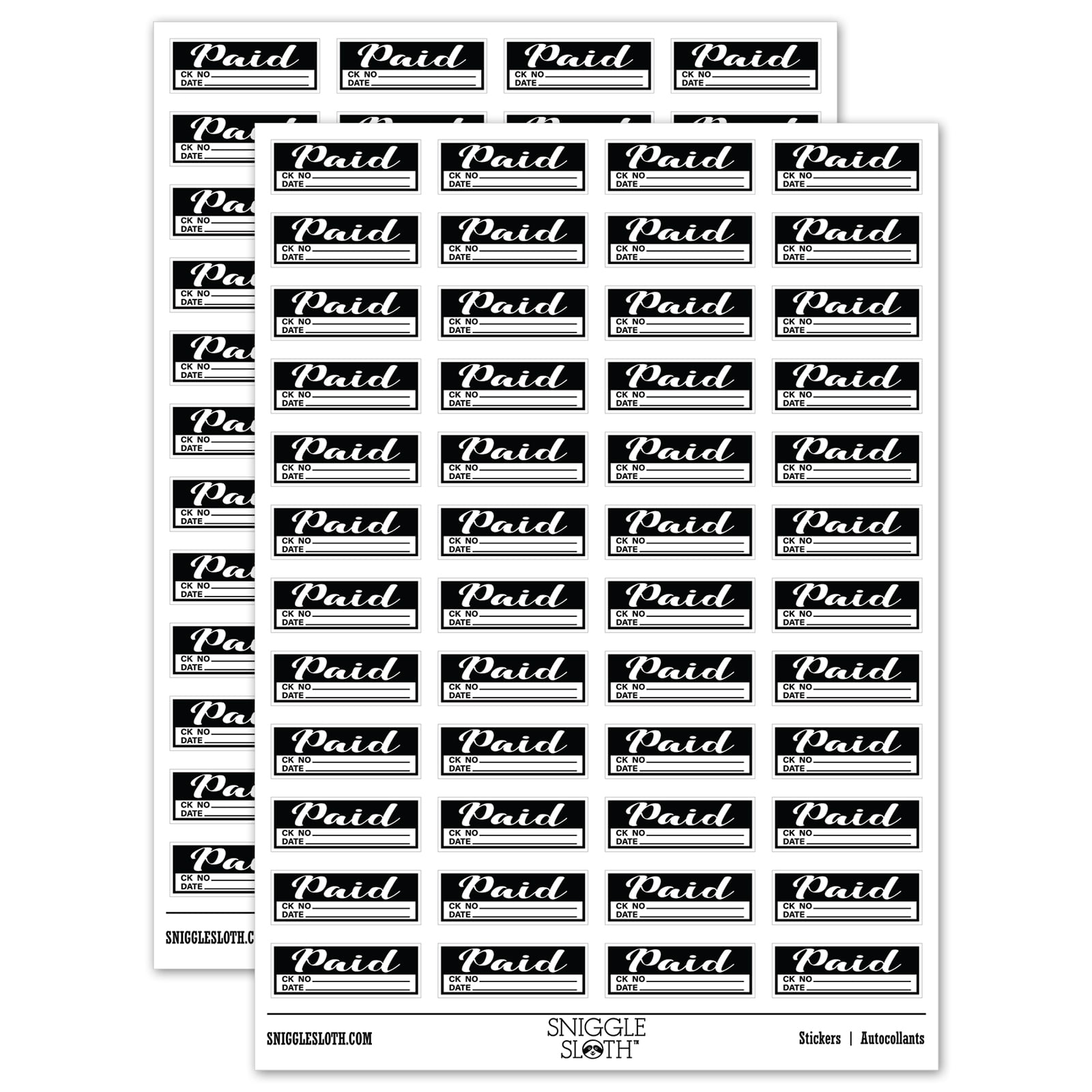 Paid Details Check Number Date Invoice Sticker Set - White - Gloss ...