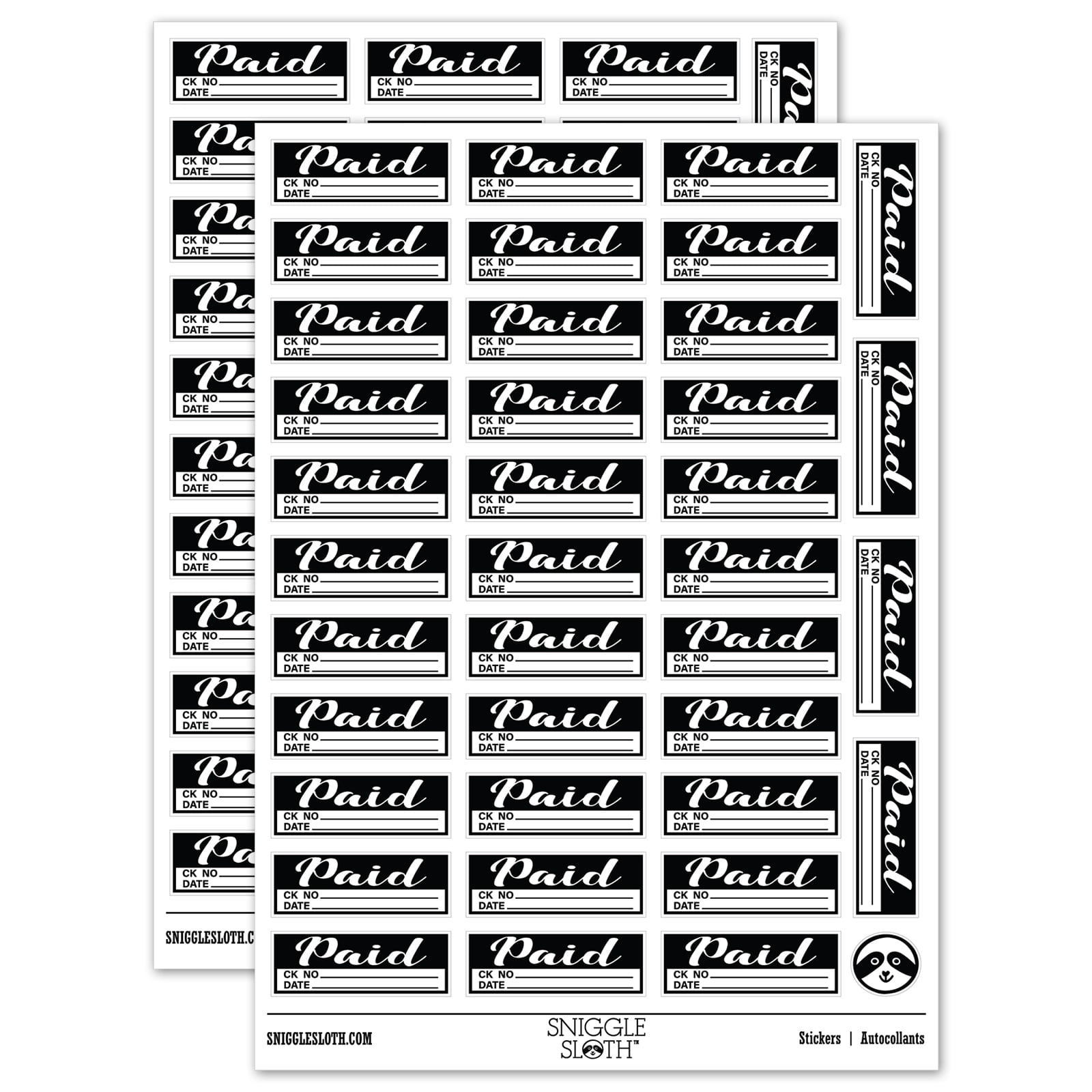 Paid Details Check Number Date Invoice Sticker Set - White - Gloss ...