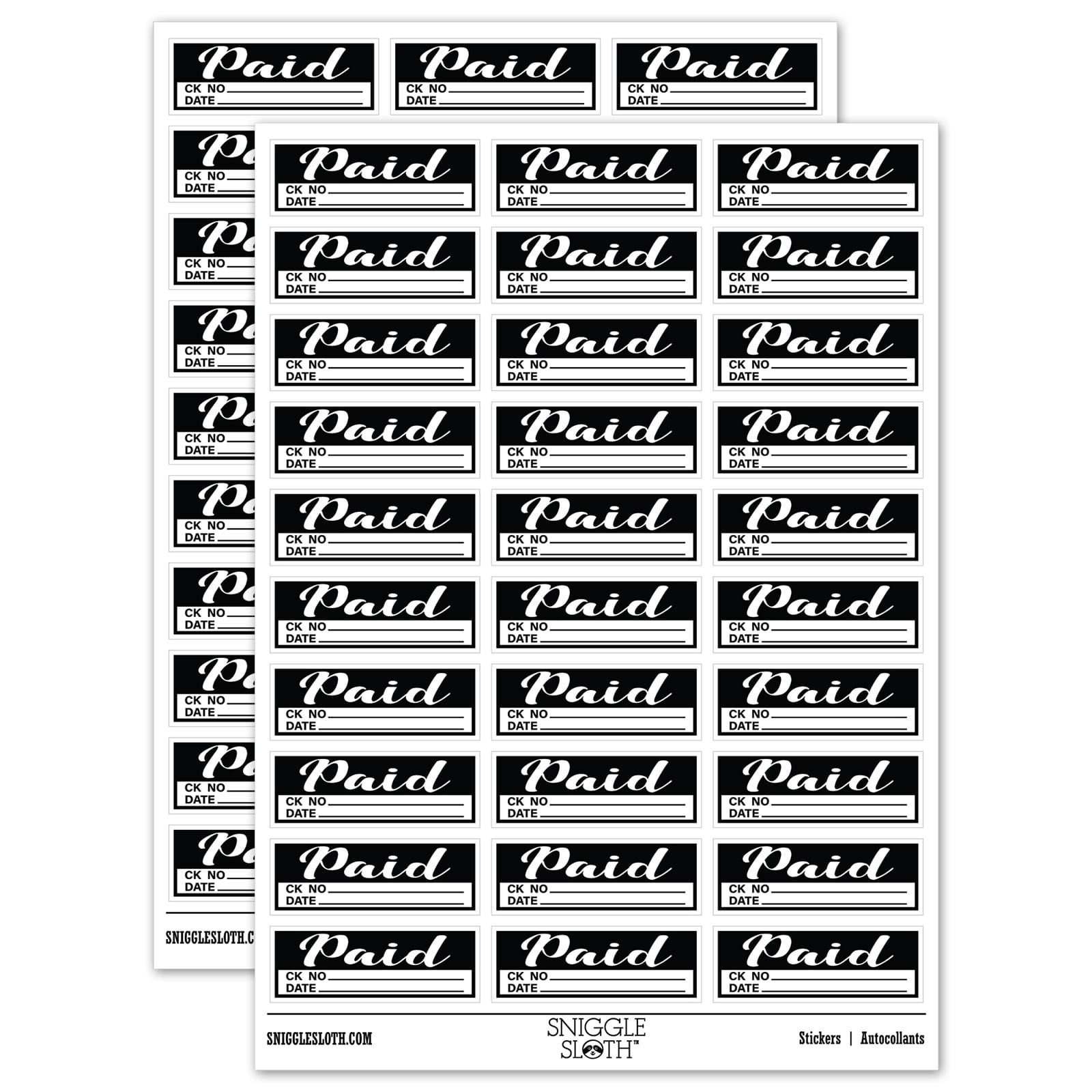 Paid Details Check Number Date Invoice Sticker Set - White - Gloss ...