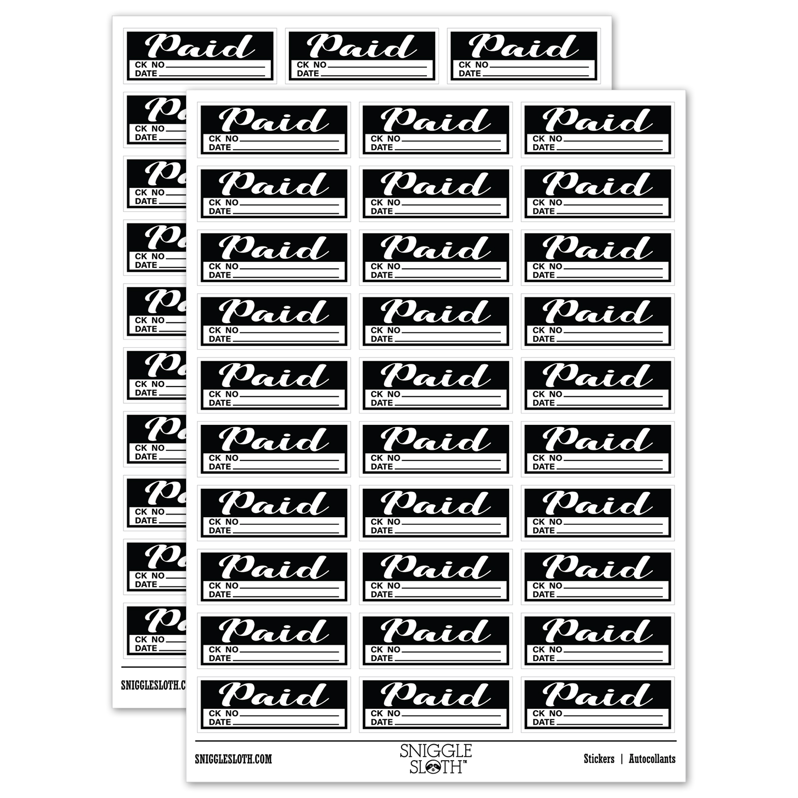 Paid Details Check Number Date Invoice Sticker Set - White - Matte ...
