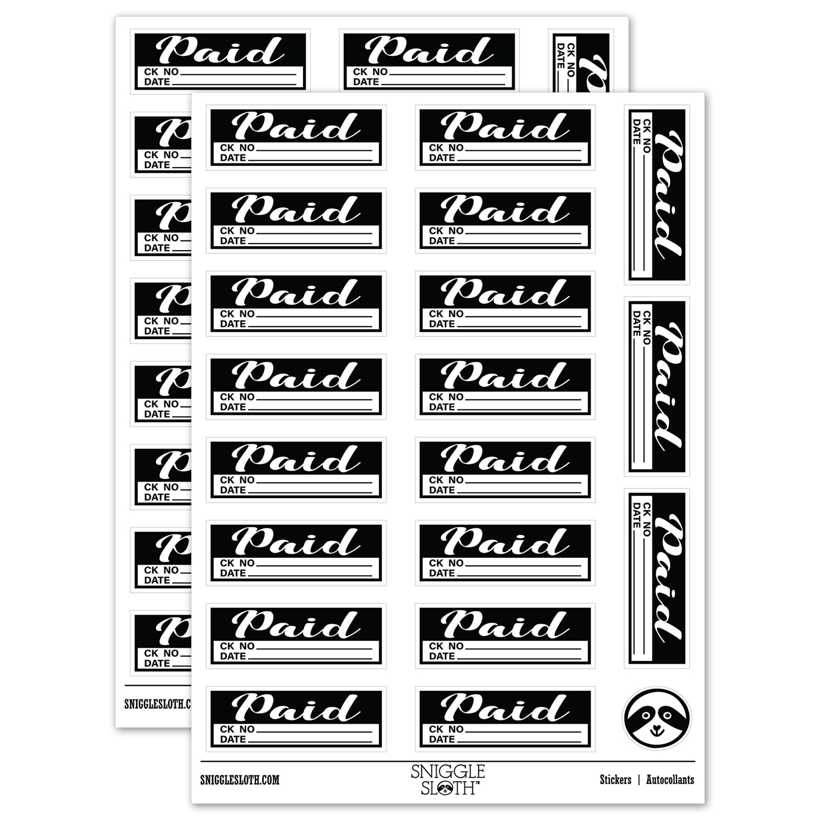 Paid Details Check Number Date Invoice Sticker Set - White - Matte ...
