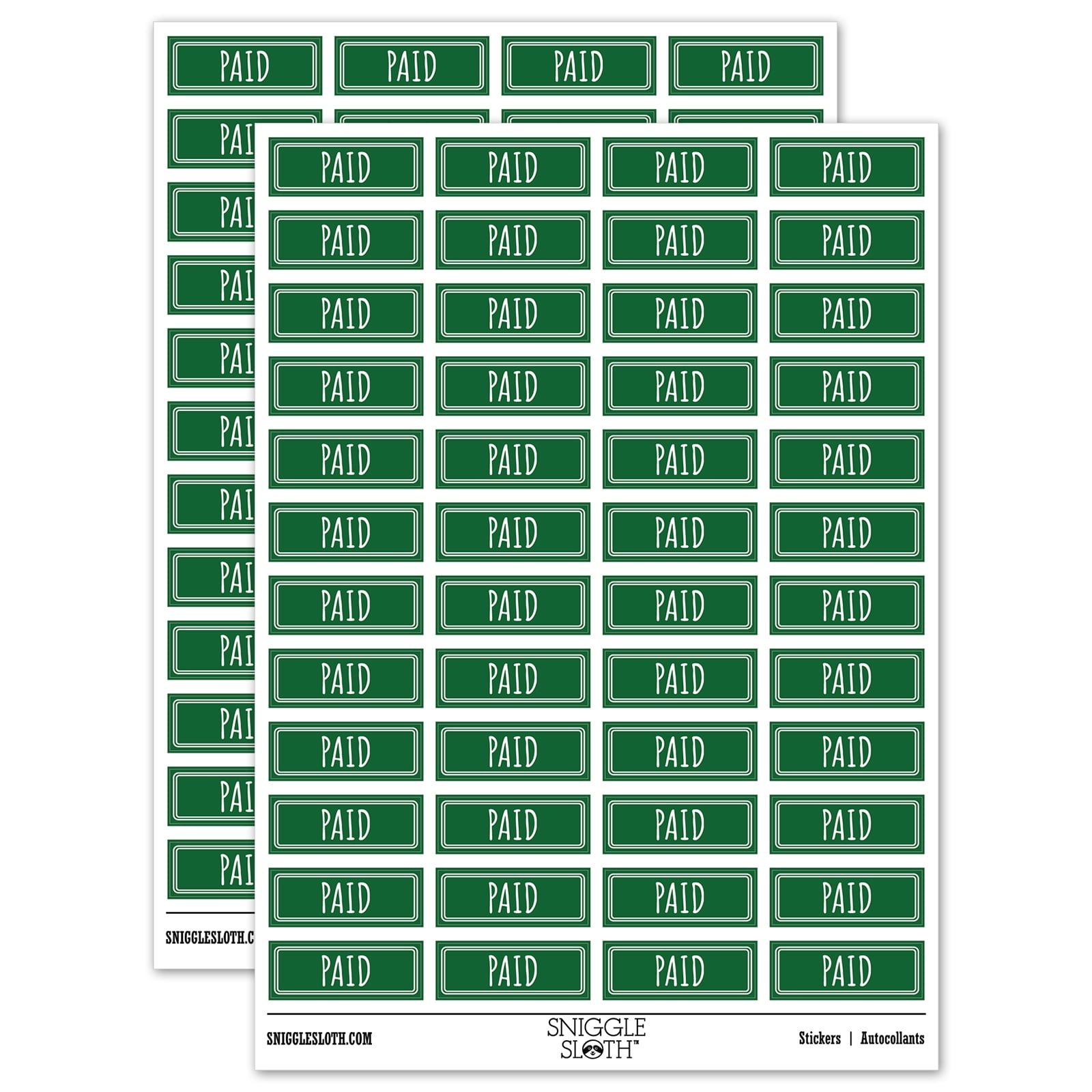 Paid Double Line Border Invoice Sticker Set - Dark Green - Matte Finish ...