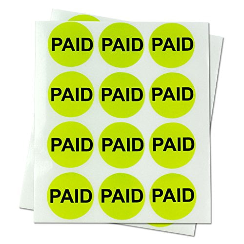 Paid Pricing Labels (1 inch, Lime Green - 300 Labels) Circle Dot Paid ...