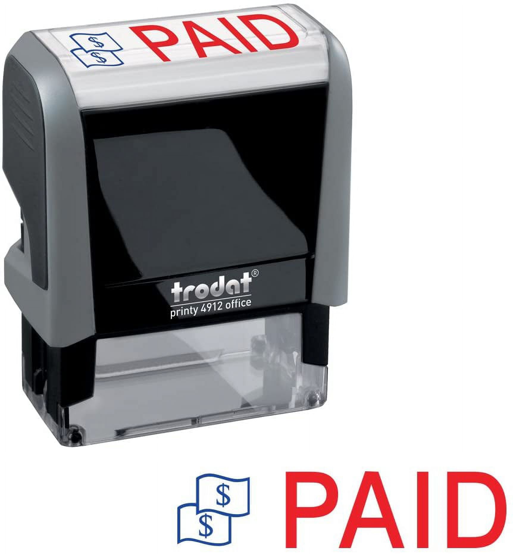 Paid Trodat Printy 4912 Self-Inking Two Color Stock Message Stamp ...