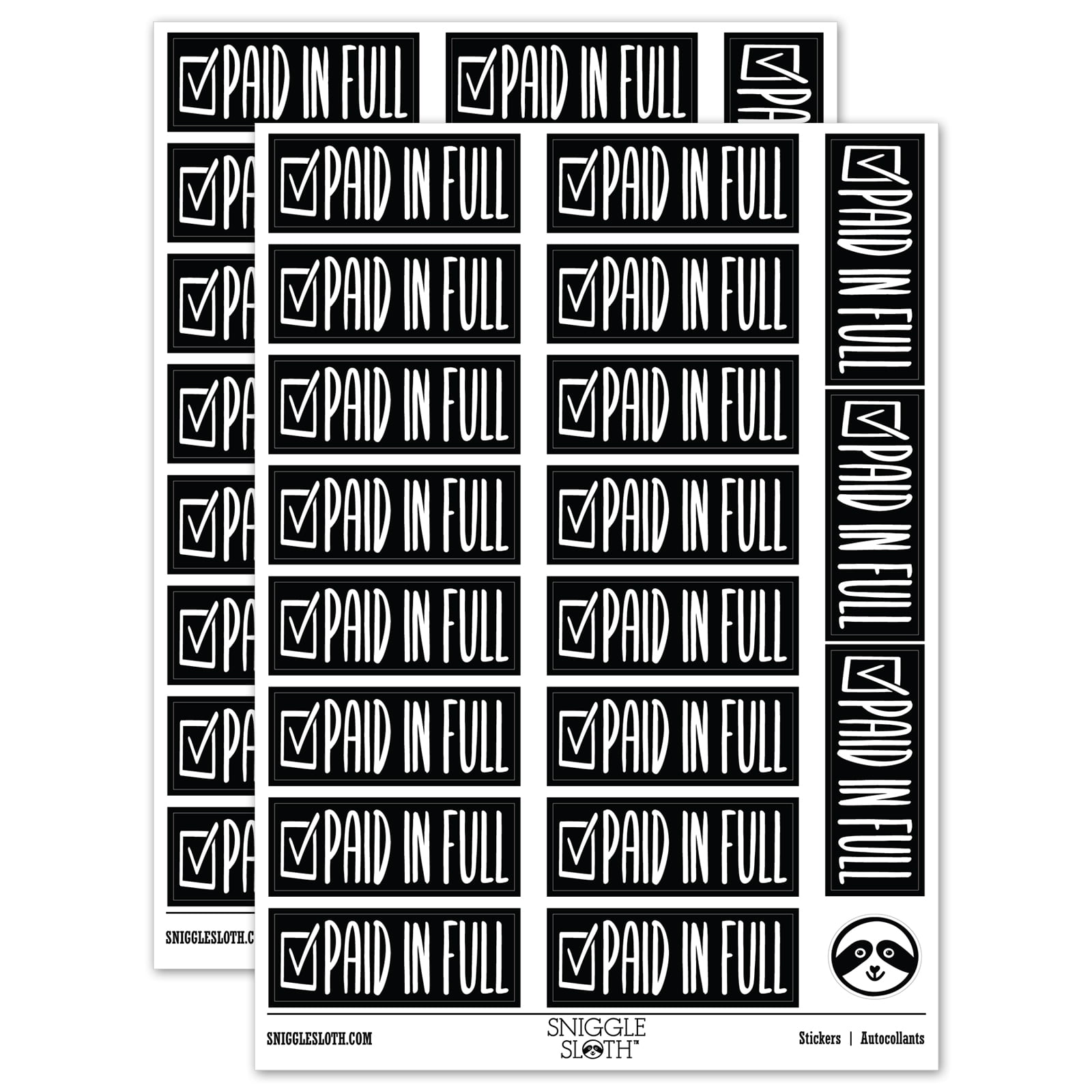 Paid in Full Checkmarked Box Invoice Sticker Set - Black - Gloss Finish ...