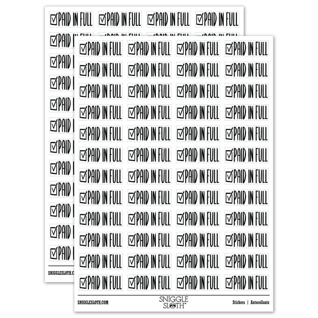 Paid in Full Checkmarked Box Invoice Sticker Set - White - Gloss Finish ...