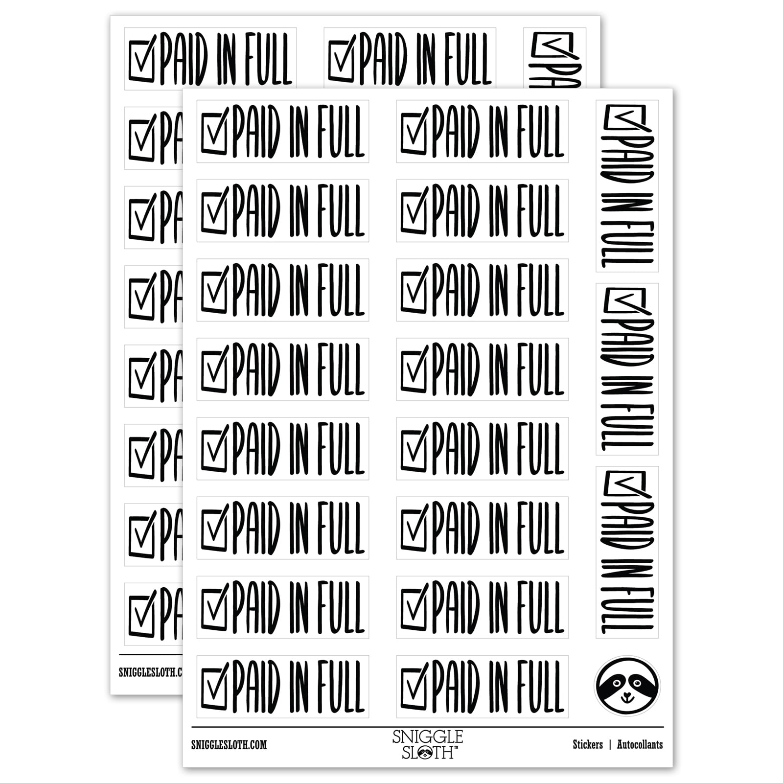 Paid in Full Checkmarked Box Invoice Sticker Set - White - Gloss Finish ...