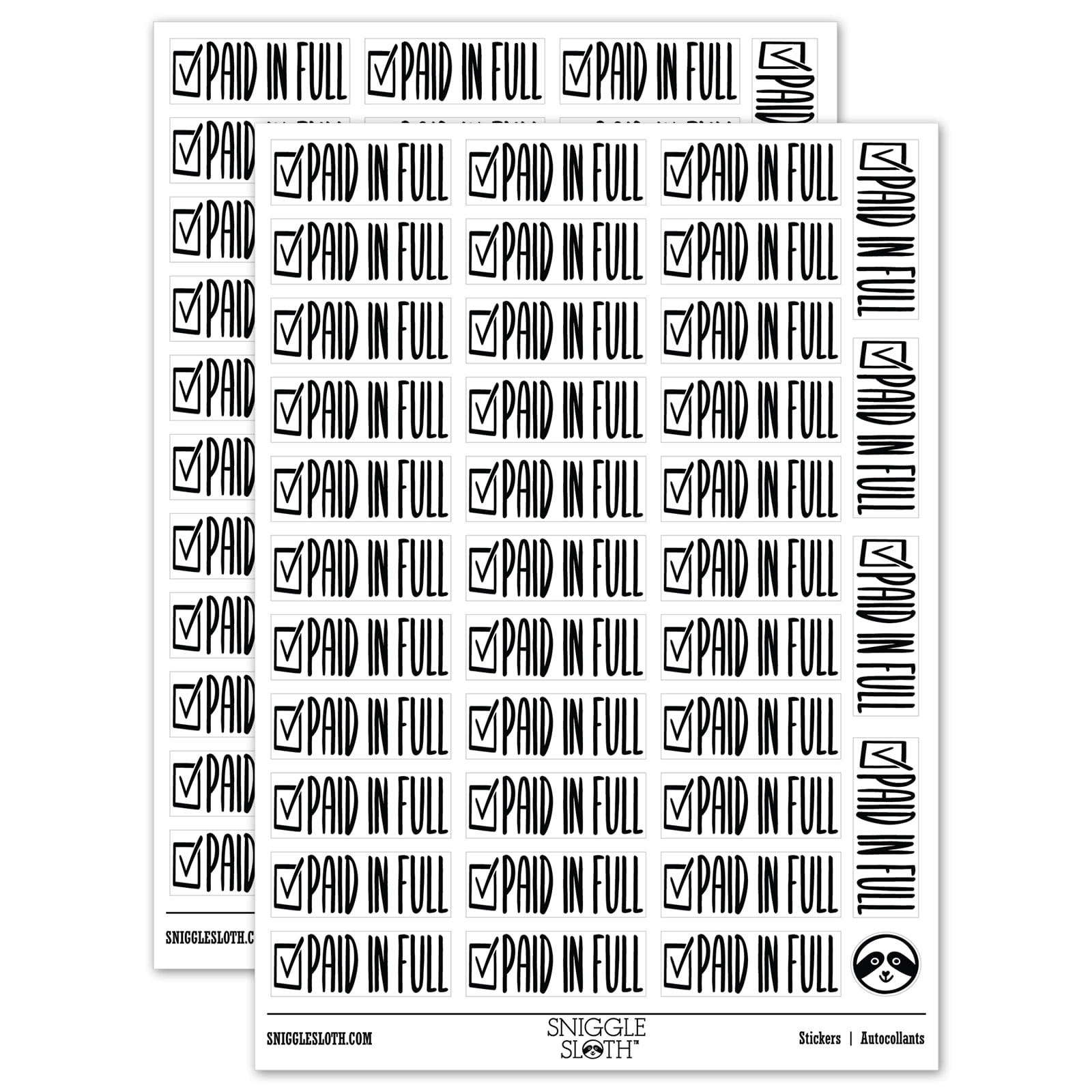 Paid in Full Checkmarked Box Invoice Sticker Set - White - Matte Finish ...