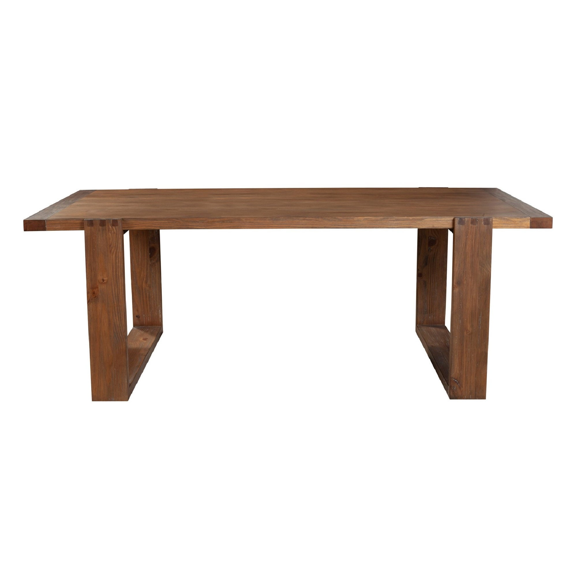 Paige 84 Inch Dining Table, Solid Wood, Sled Design Base, Natural Brown ...