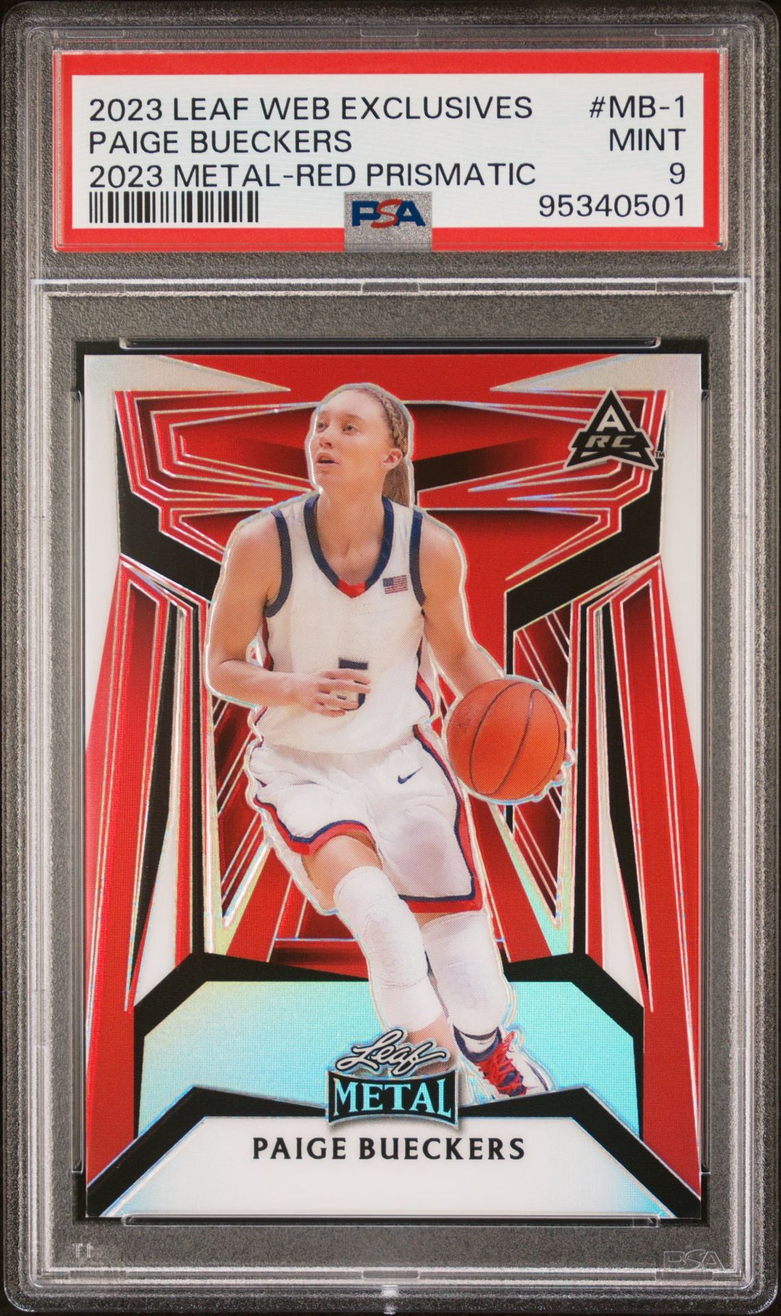 Paige Bueckers 2023 Leaf Metal Red Prismatic Rookie Card /199 PSA 9 ...