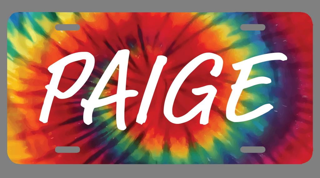 Paige Name Tie Dye Style License Plate Tag Vanity Novelty Metal | UV ...