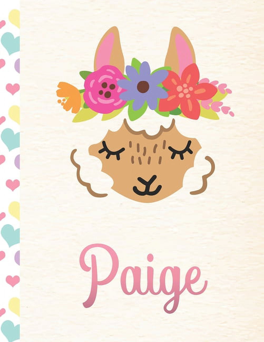 Paige: Personalized Llama Primary Handwriting Notebook For Girls With ...