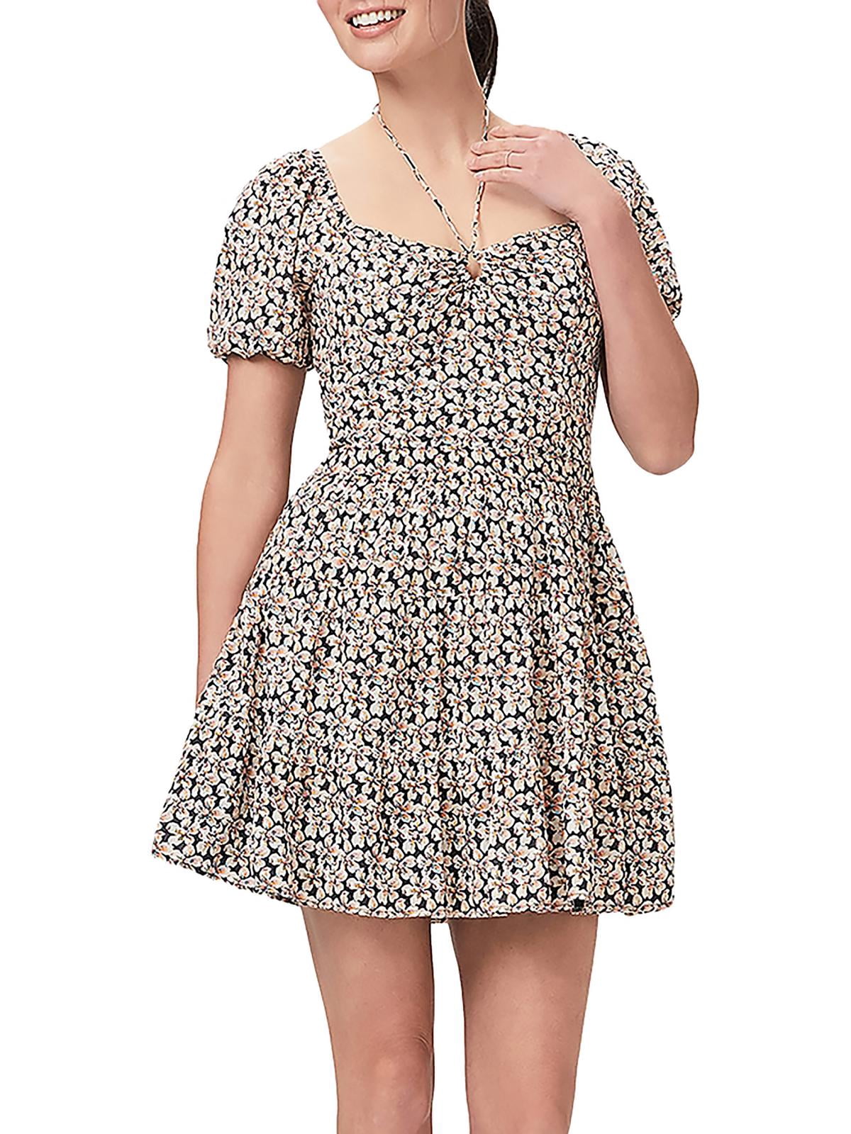 Paige Womens Puff Sleeve Mini Fit & Flare Dress - Walmart.com