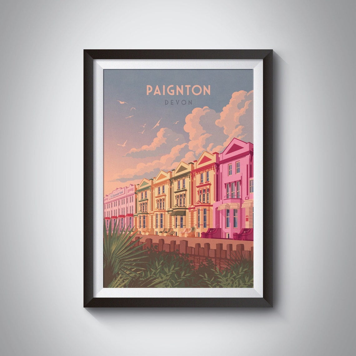 Paignton Devon Travel Poster, Torbay Travel Print, Esplanade, English ...