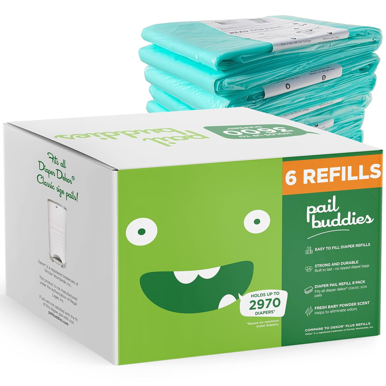 Pail Buddies Diaper Pail Refills for Dekor Classic Diaper Pail, Fresh ...