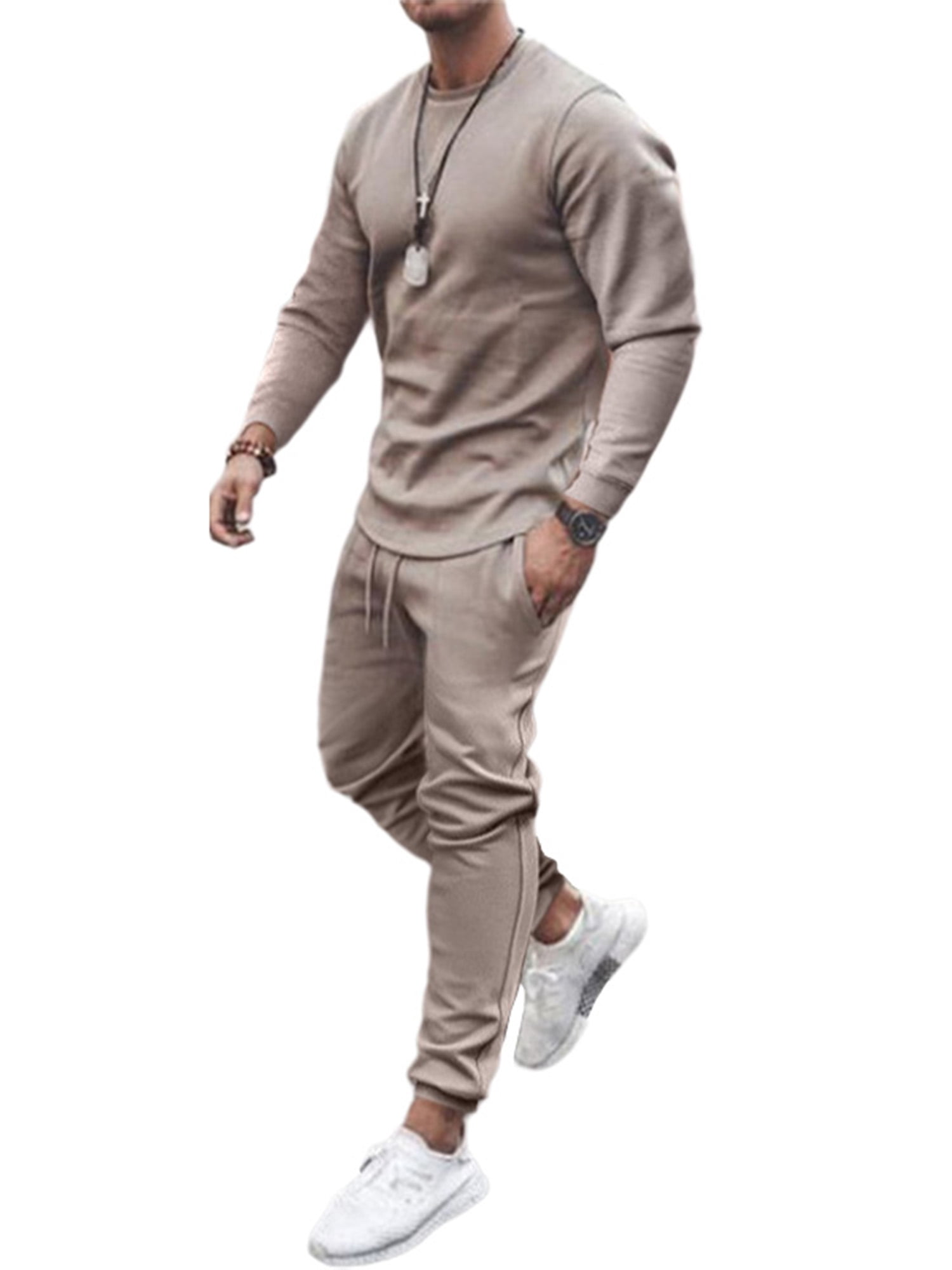 Paille Mens Crew Neck Lounge Jogger Suit Slim Fit Home Clothes ...
