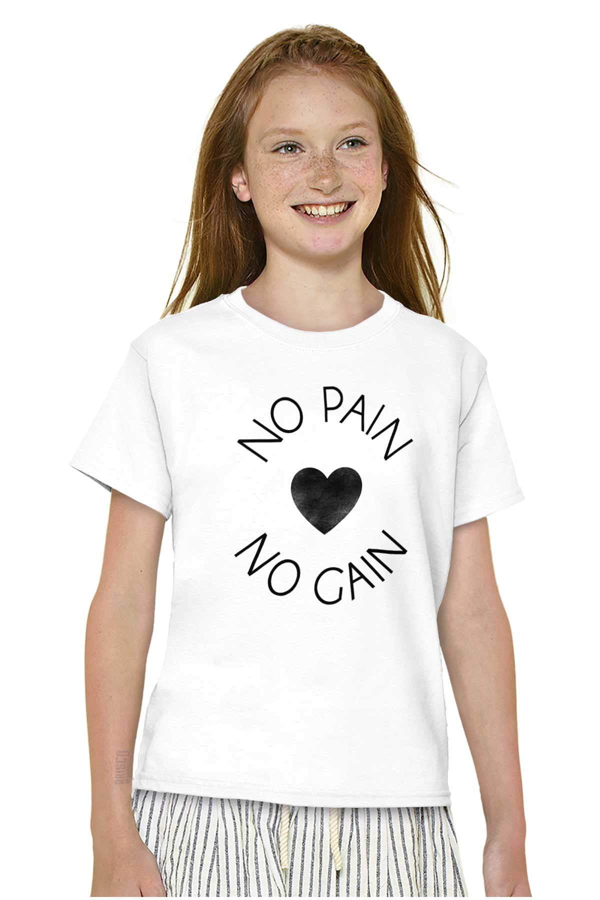 Pain No Gain Motivational Workout Girls Kids T Shirt Tees Teen Brisco ...
