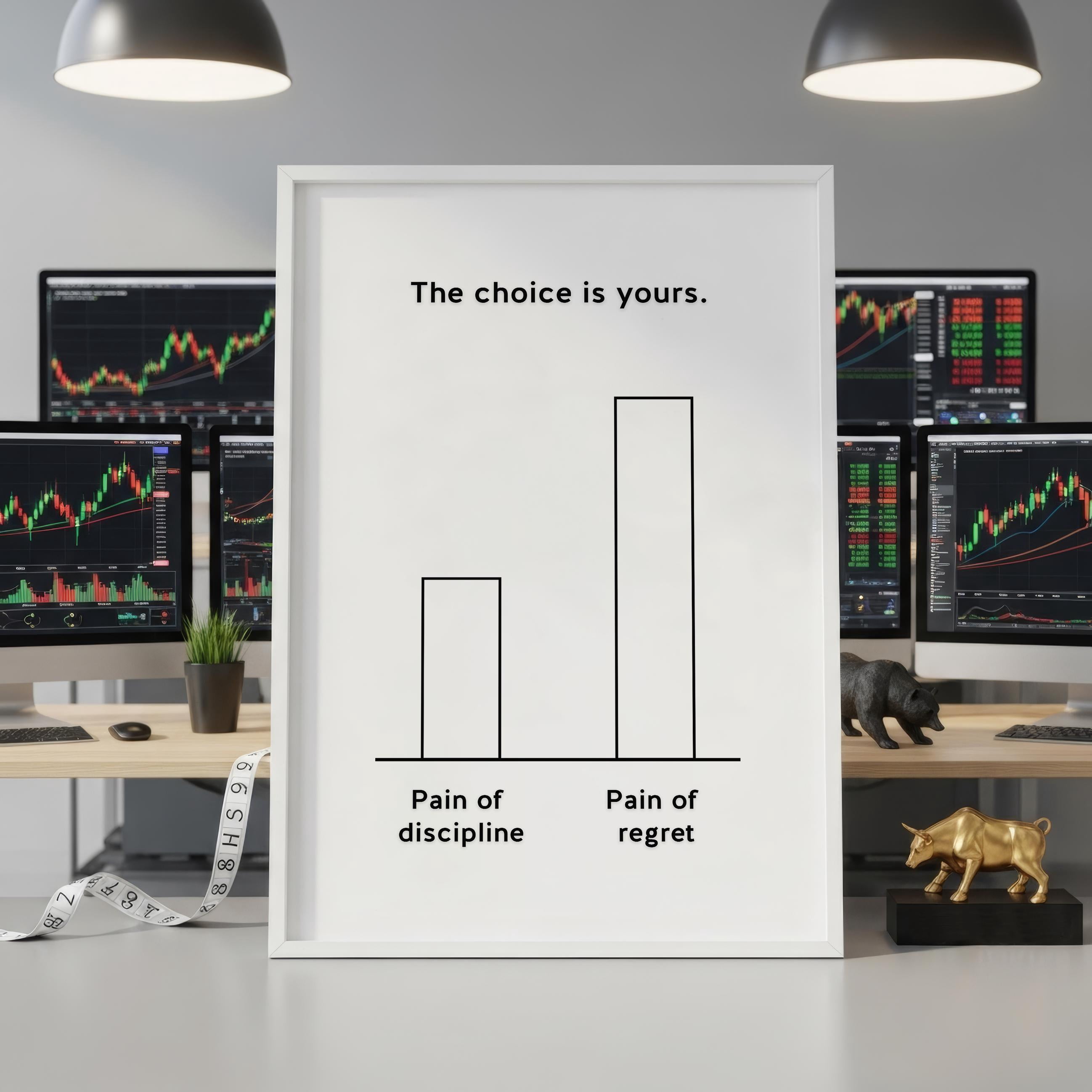 Pain Of Discipline Vs Regret Poster, Trading Psychology Wall Art ...