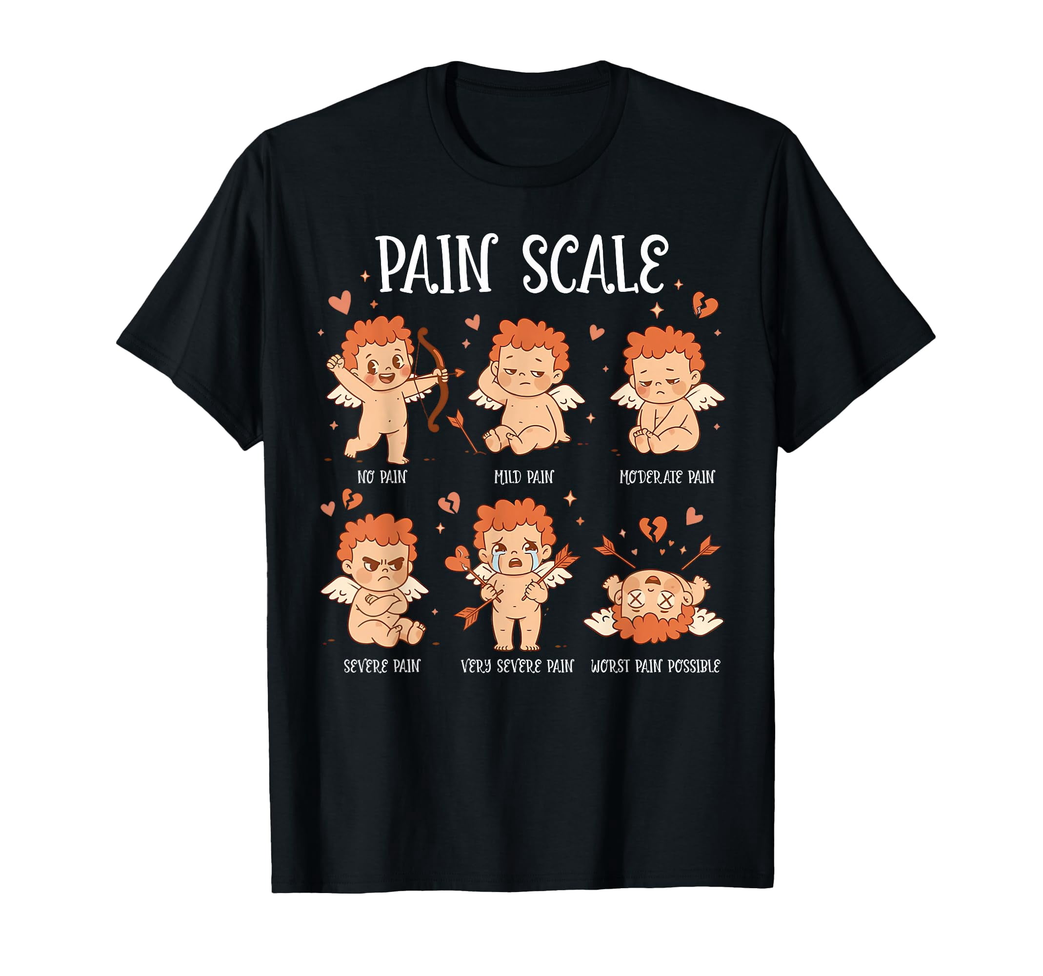 Pain Scale Cupid Pain Assessment Trauma Nurse Humor T-Shirt with ...