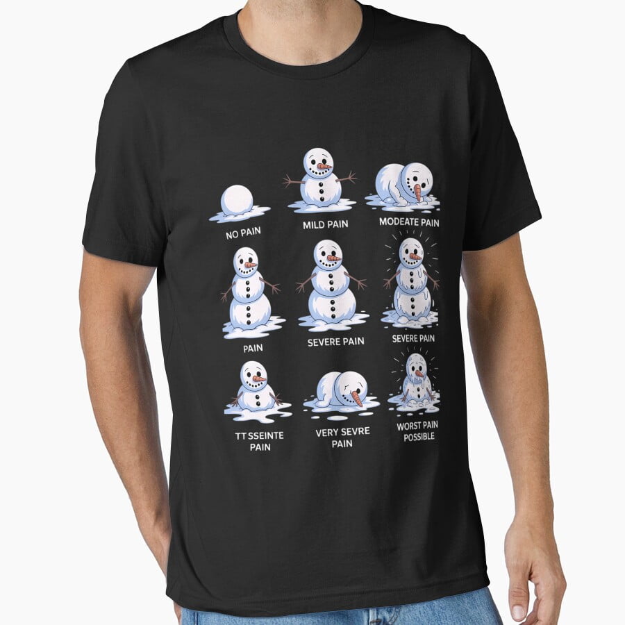 Pain Scale Snowman Funny Nurse ICU Holiday Medical Humor Unisex T-Shirt ...