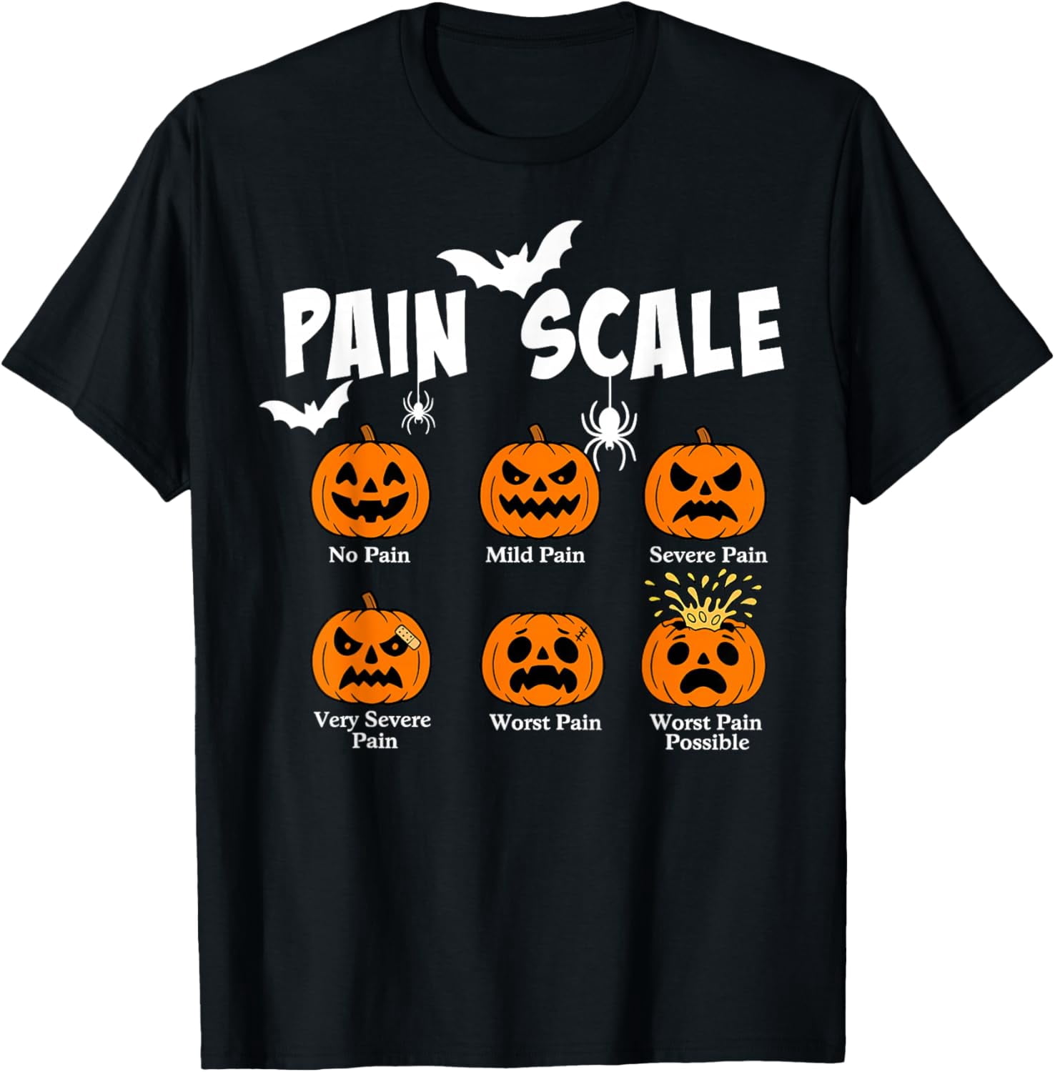 Pain Scale Spooky Pumpkin Fall Halloween Trauma Nurse Triage T-Shirt ...
