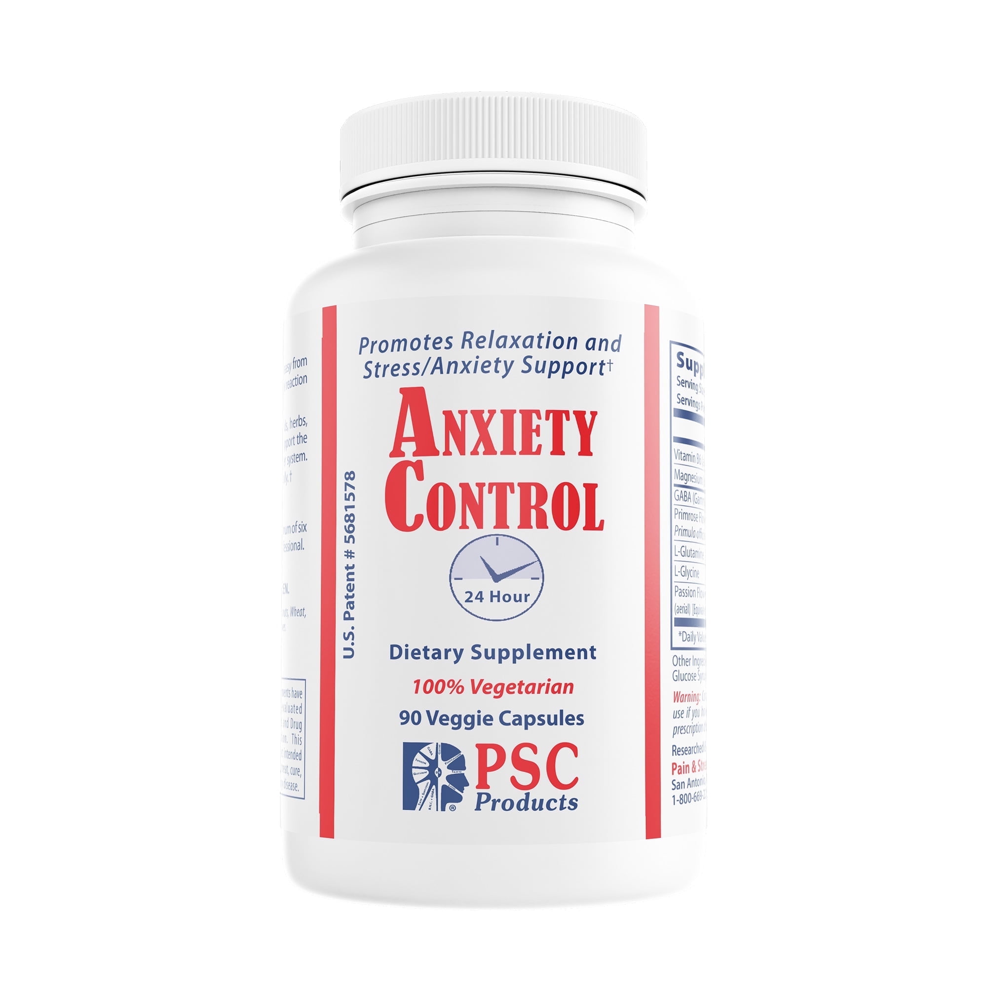 PSC Products - Anxiety Control 24® Natural Relaxation Supplement for Calm Mood - 90 Veggie ...