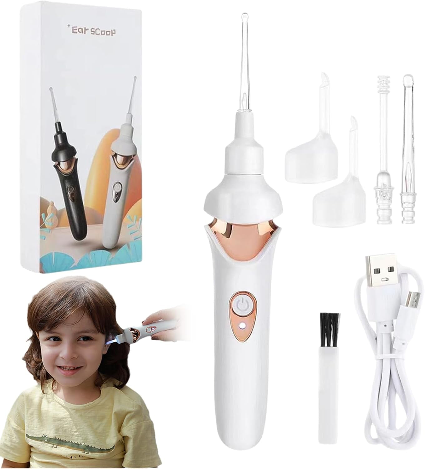 Painless Ear Cleaning for The Whole Family, 5-in-1 Electric Ear Scoop ...