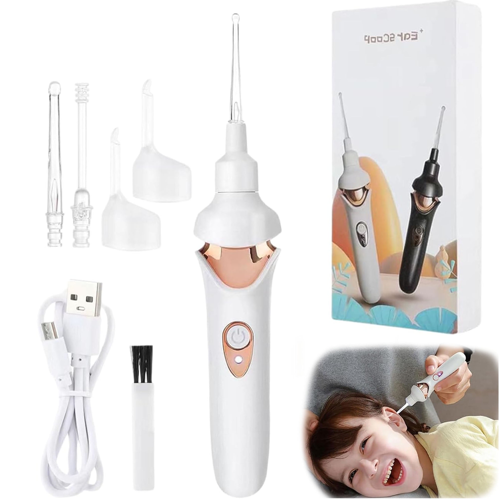 Painless Ear Cleaning for The Whole Family, 5-in-1 Electric Ear Scoop ...