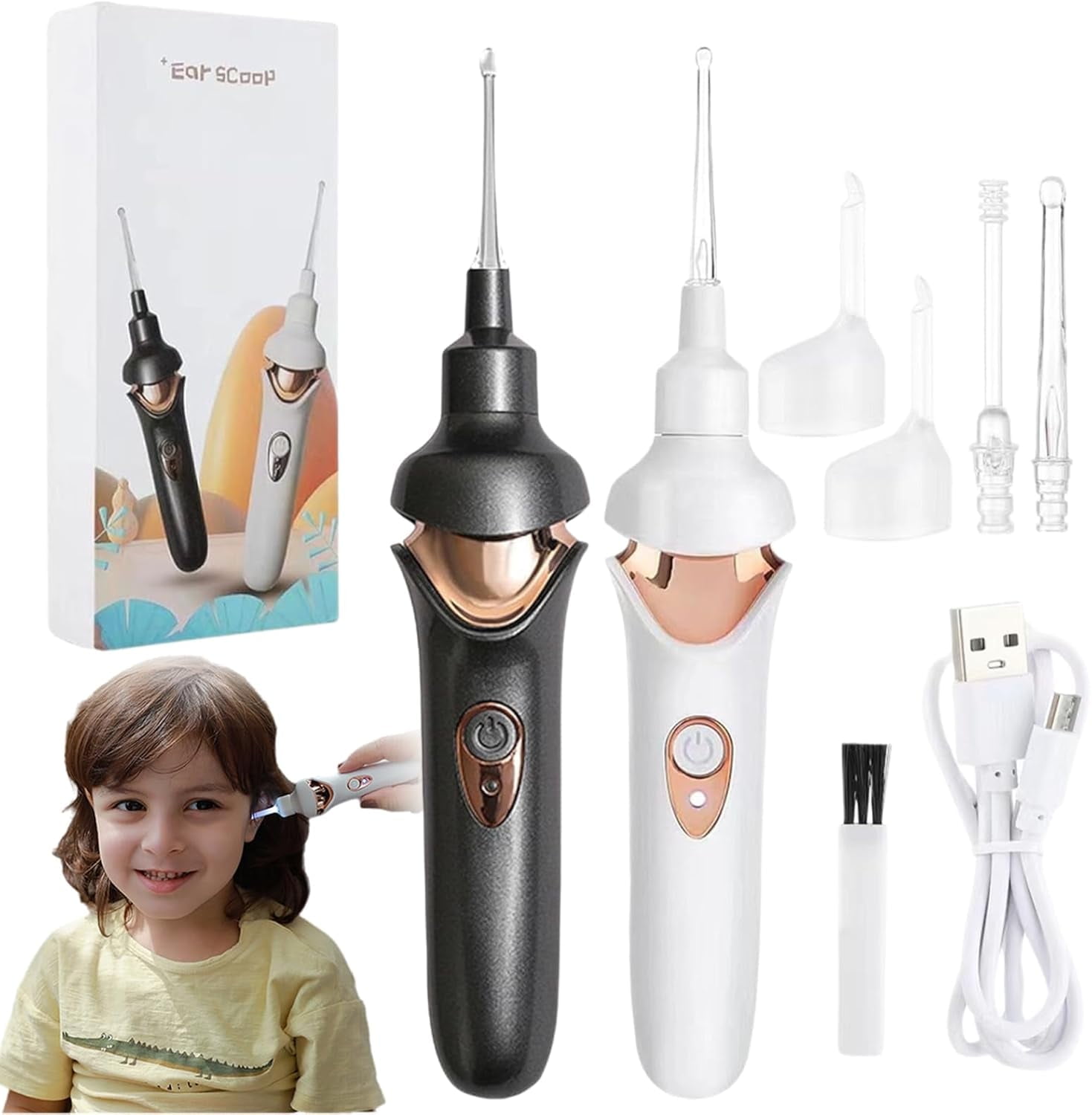 Painless Ear Cleaning for The Whole Family, 5-in-1 Electric Ear Scoop ...