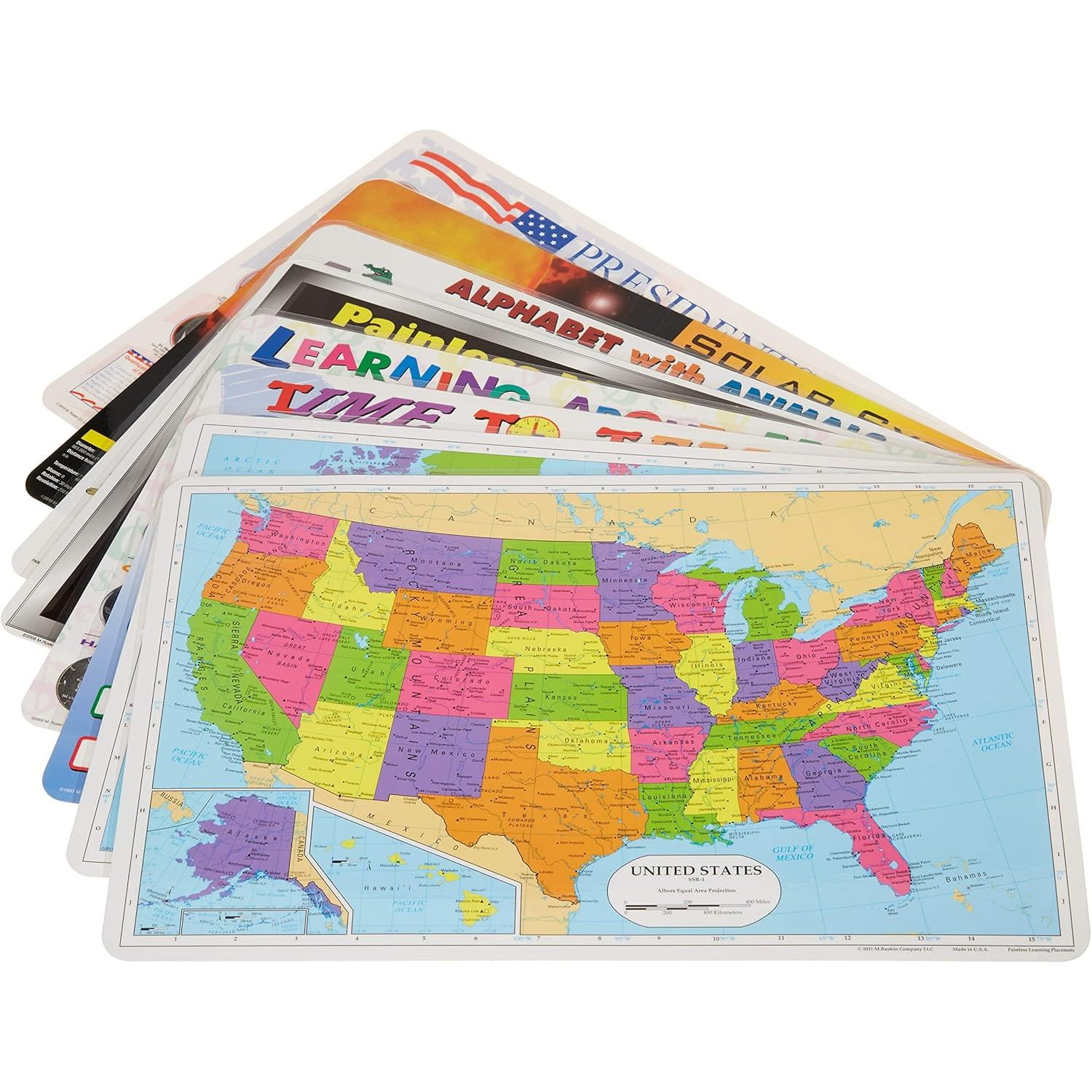 Painless Learning Educational Placemats for Kids USA and World Map ...