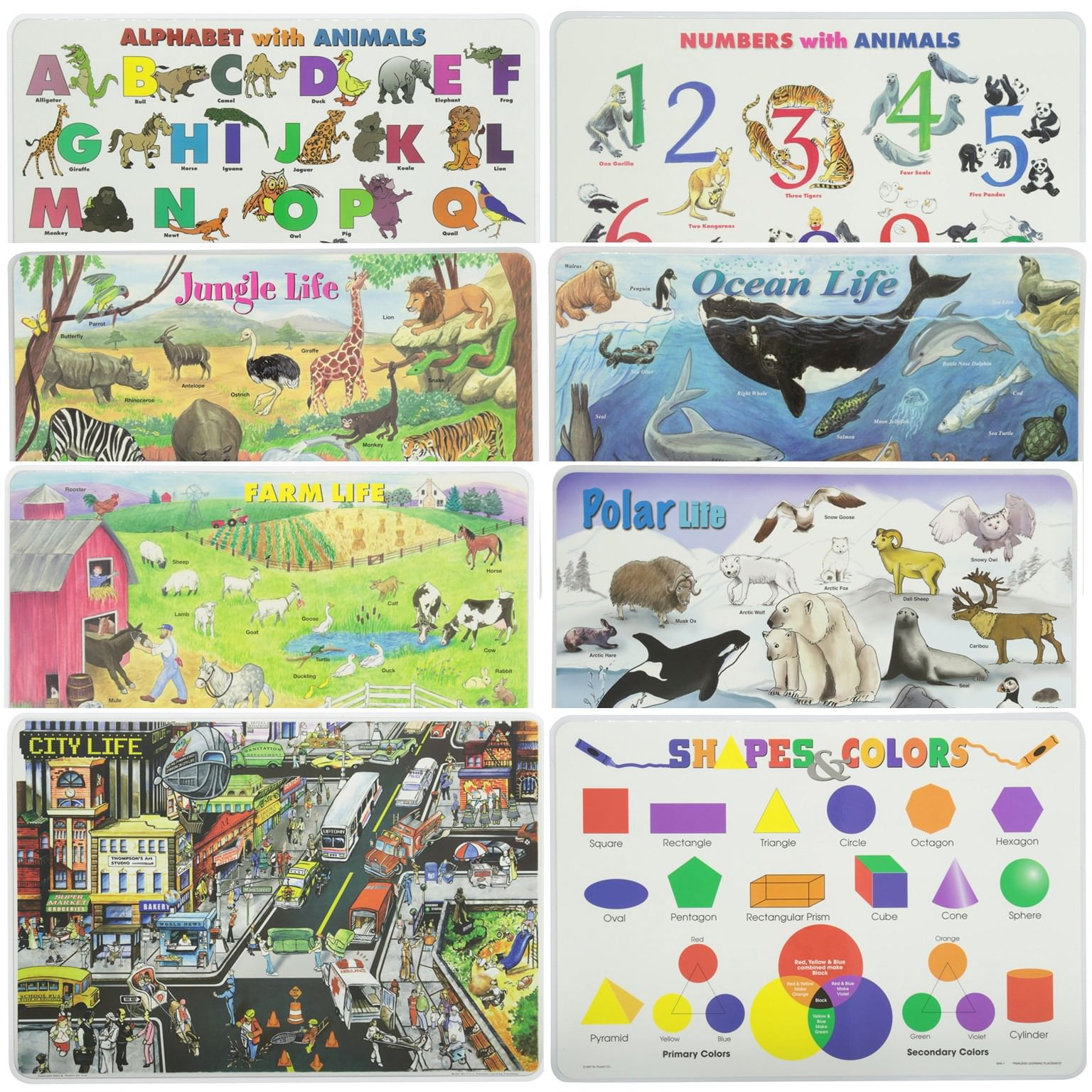Painless Learning Educational Placemats for Kids Alphabet, Numbers ...