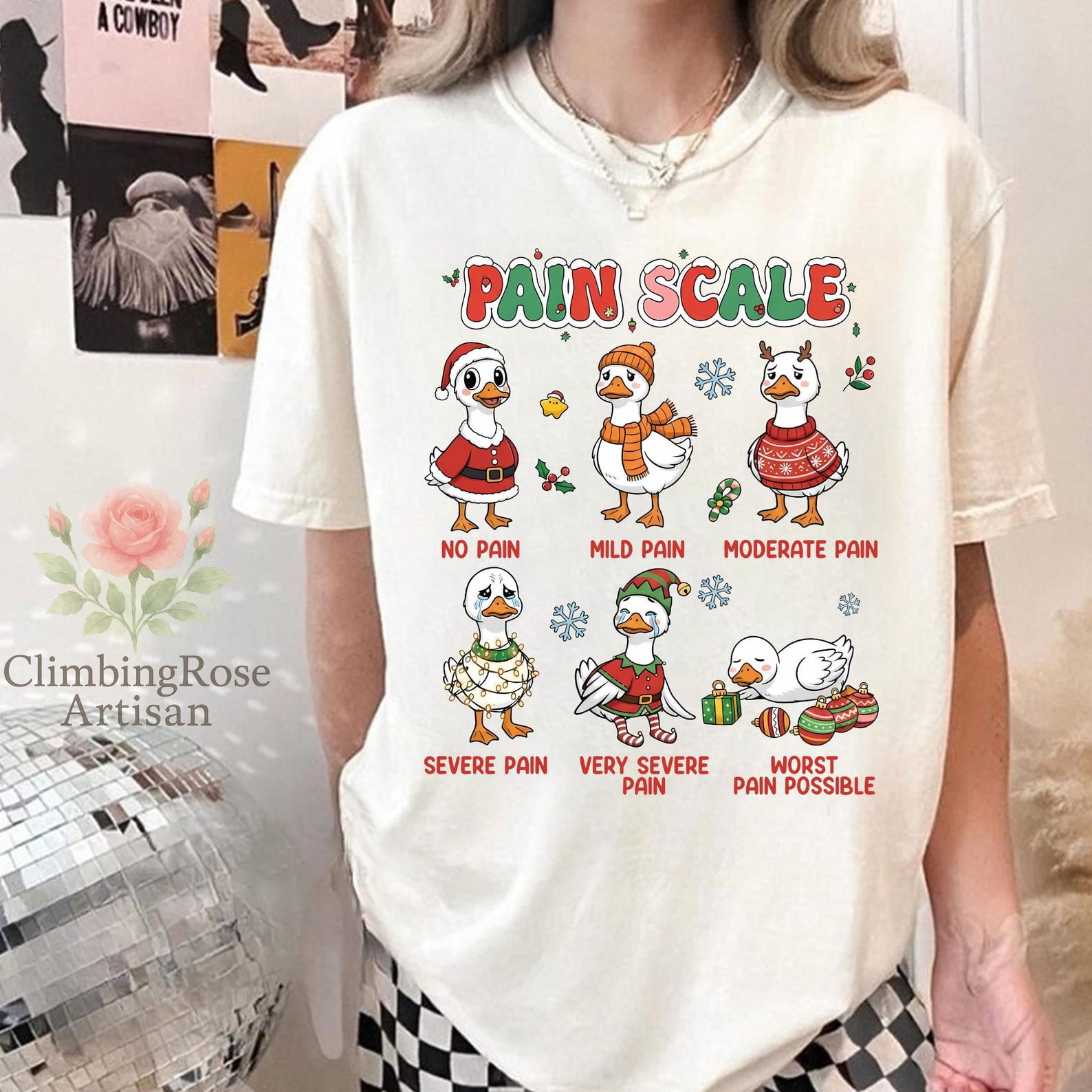 Painscale Goose Christmas Shirt, Funny Pain Scale Nurse Tee - Walmart.com