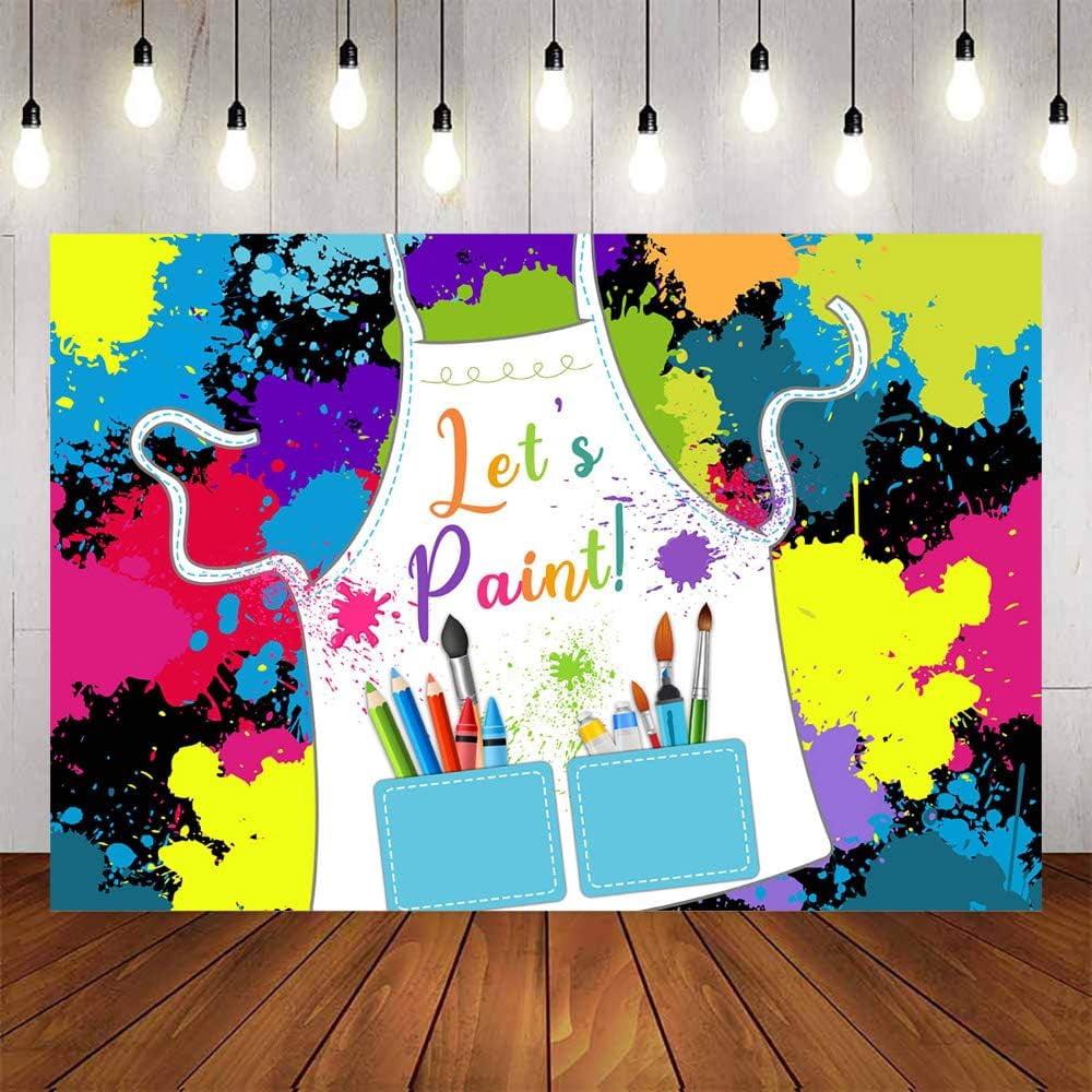 Let's Paint Birthday Backdrop Artist Birthday Party Decoration Dress ...