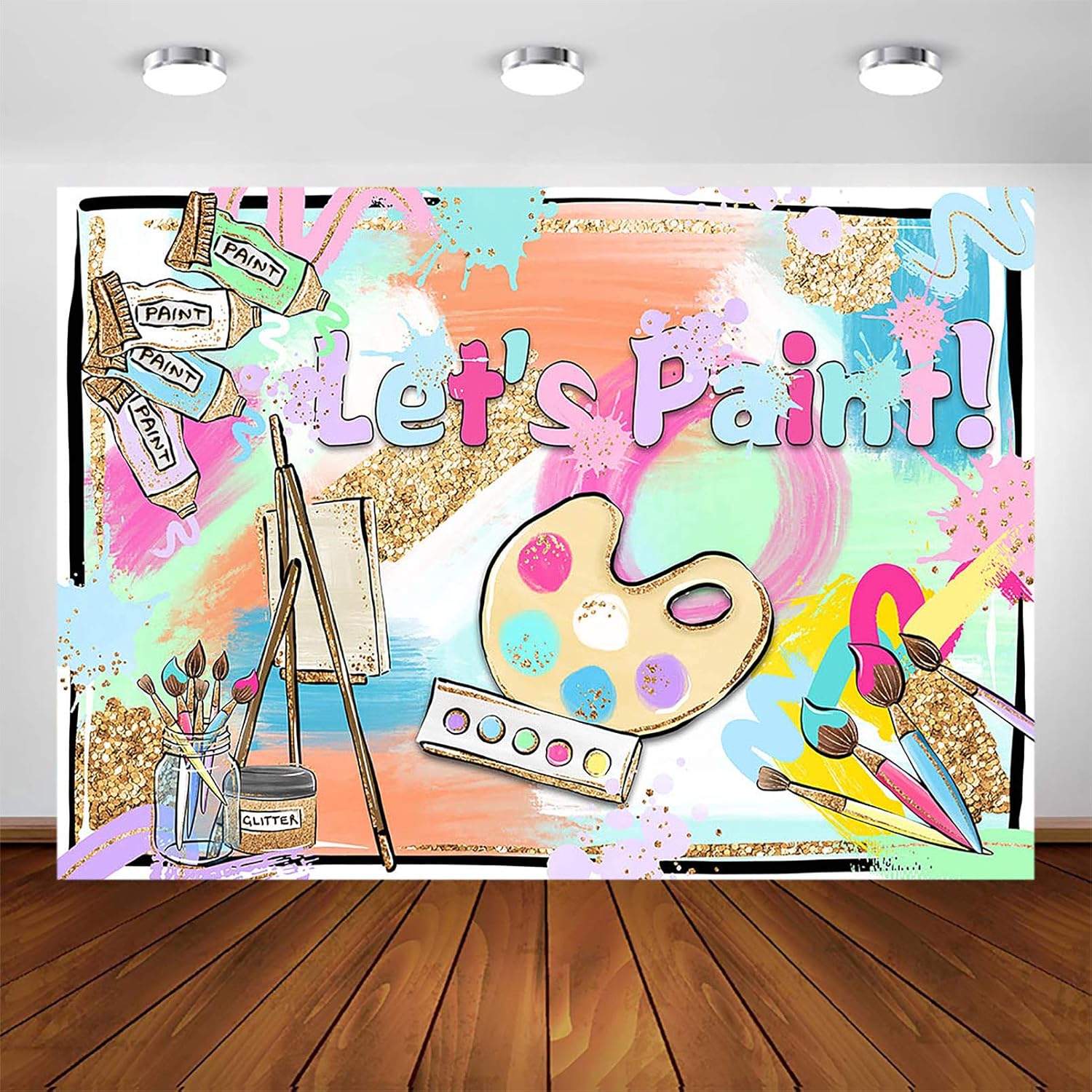 Let's Paint Birthday Party Backdrop for Girls Party Decorations ...