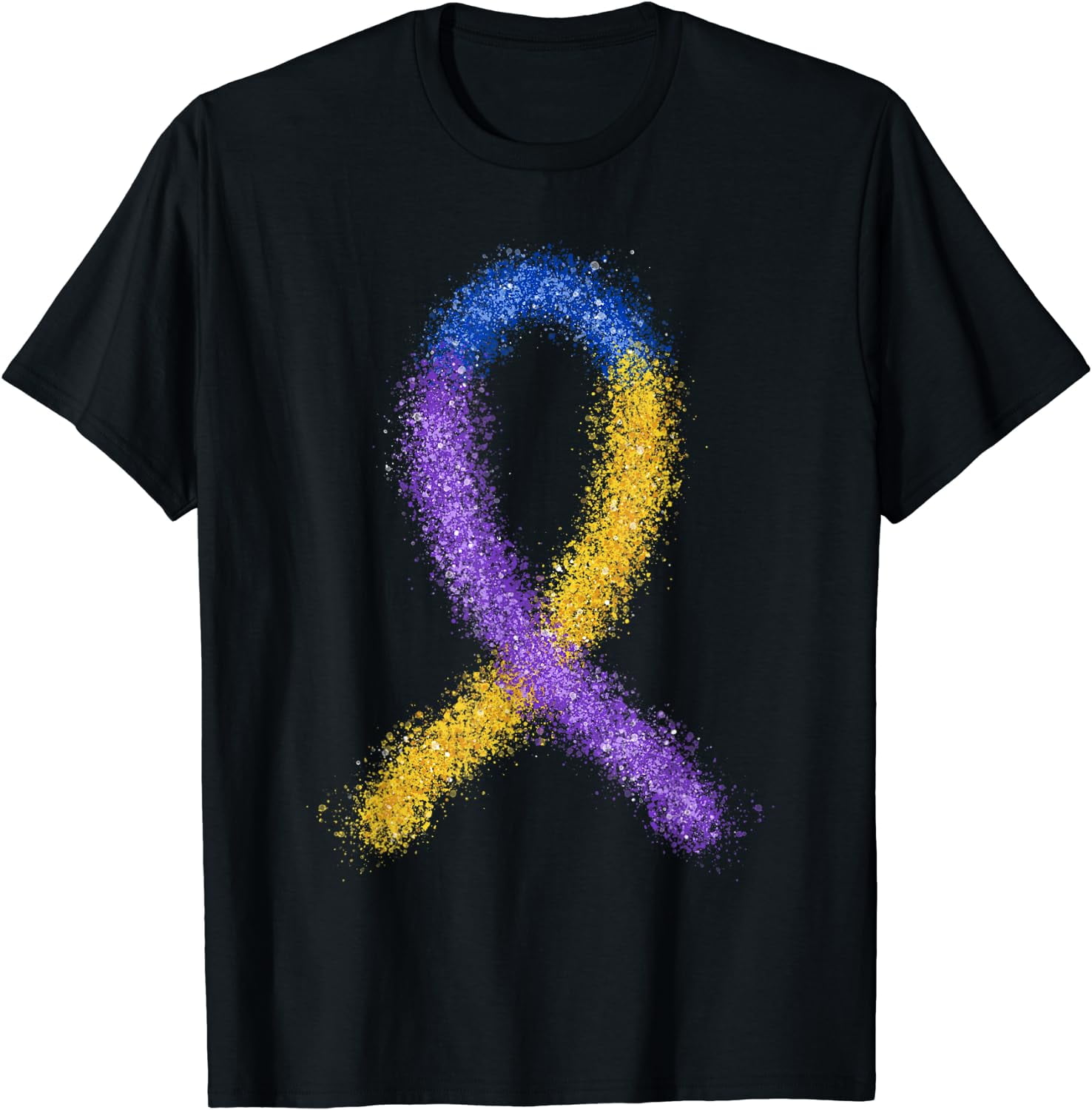 Paint Bladder Cancer Purple Blue And Yellow Ribbon Dysuria T-Shirt ...