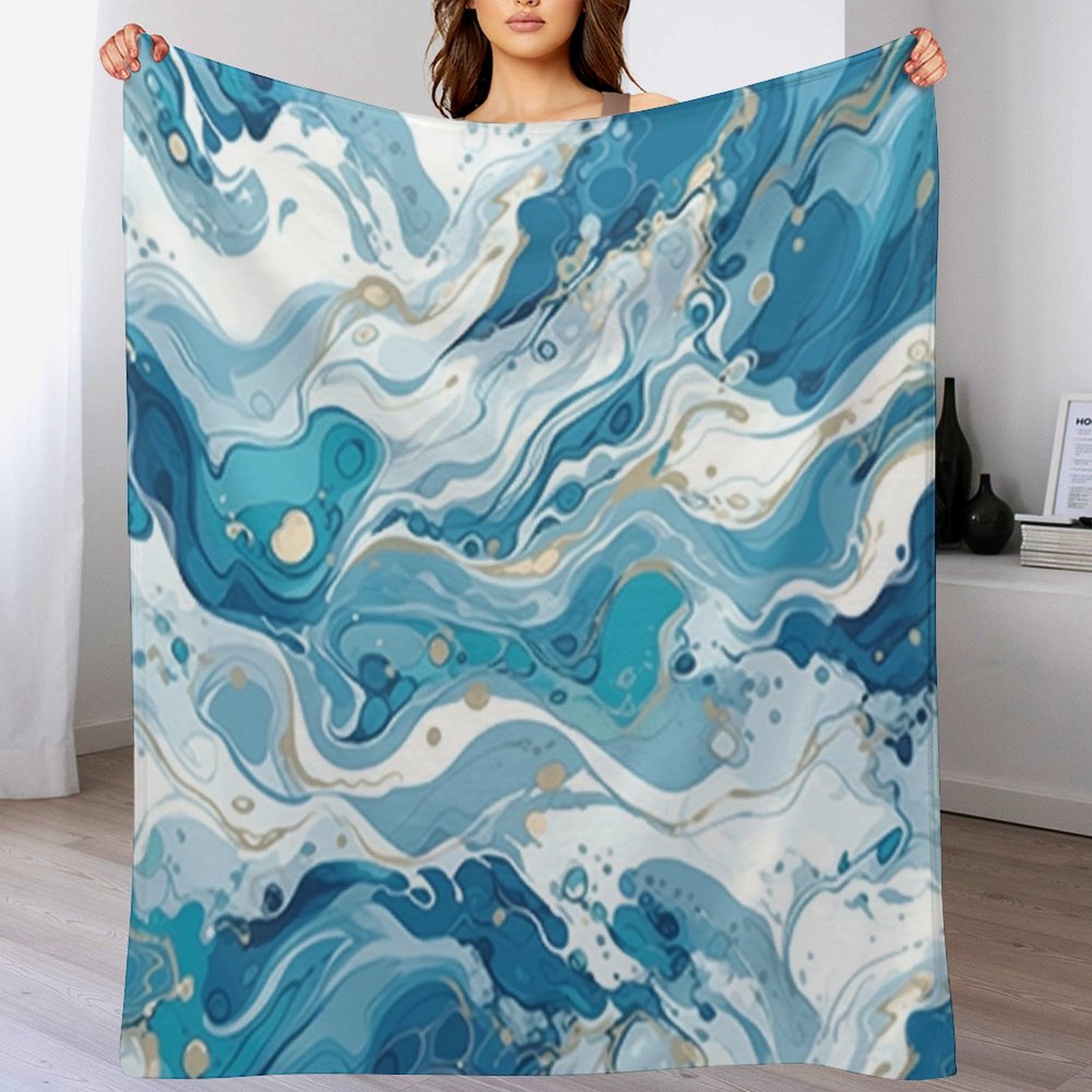 Paint Blue Green And Gold Liquid Marbling Ink Marble Abstract ...