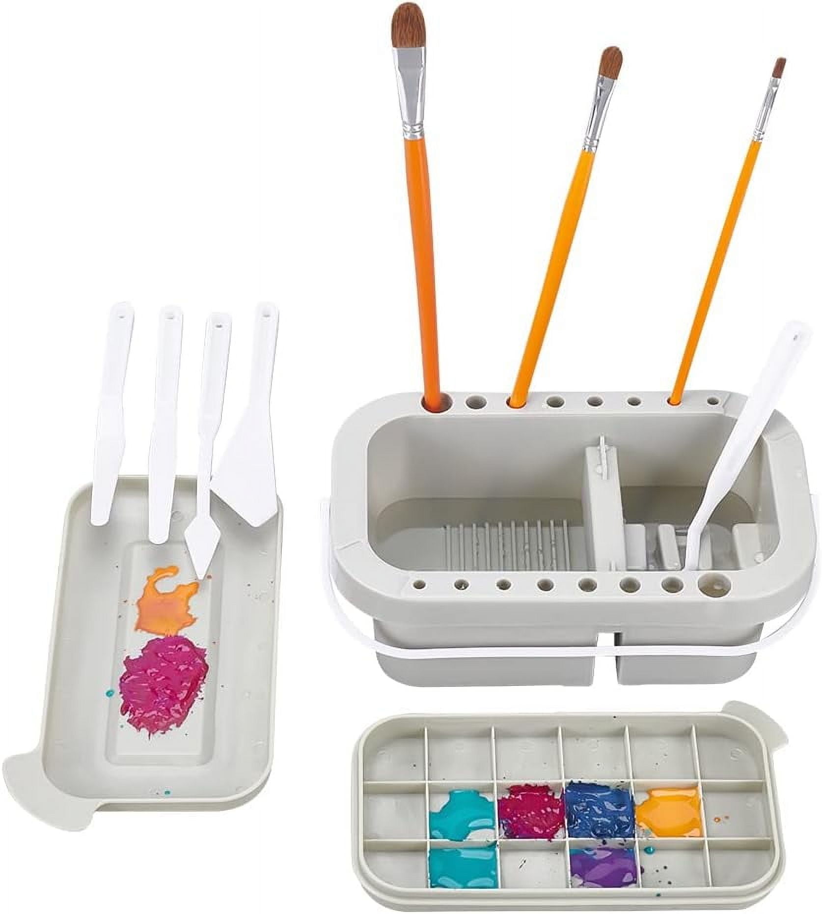 Paint Brush Cleaner Multi-use Paint Brush Basin with 3pcs Wood Paint ...