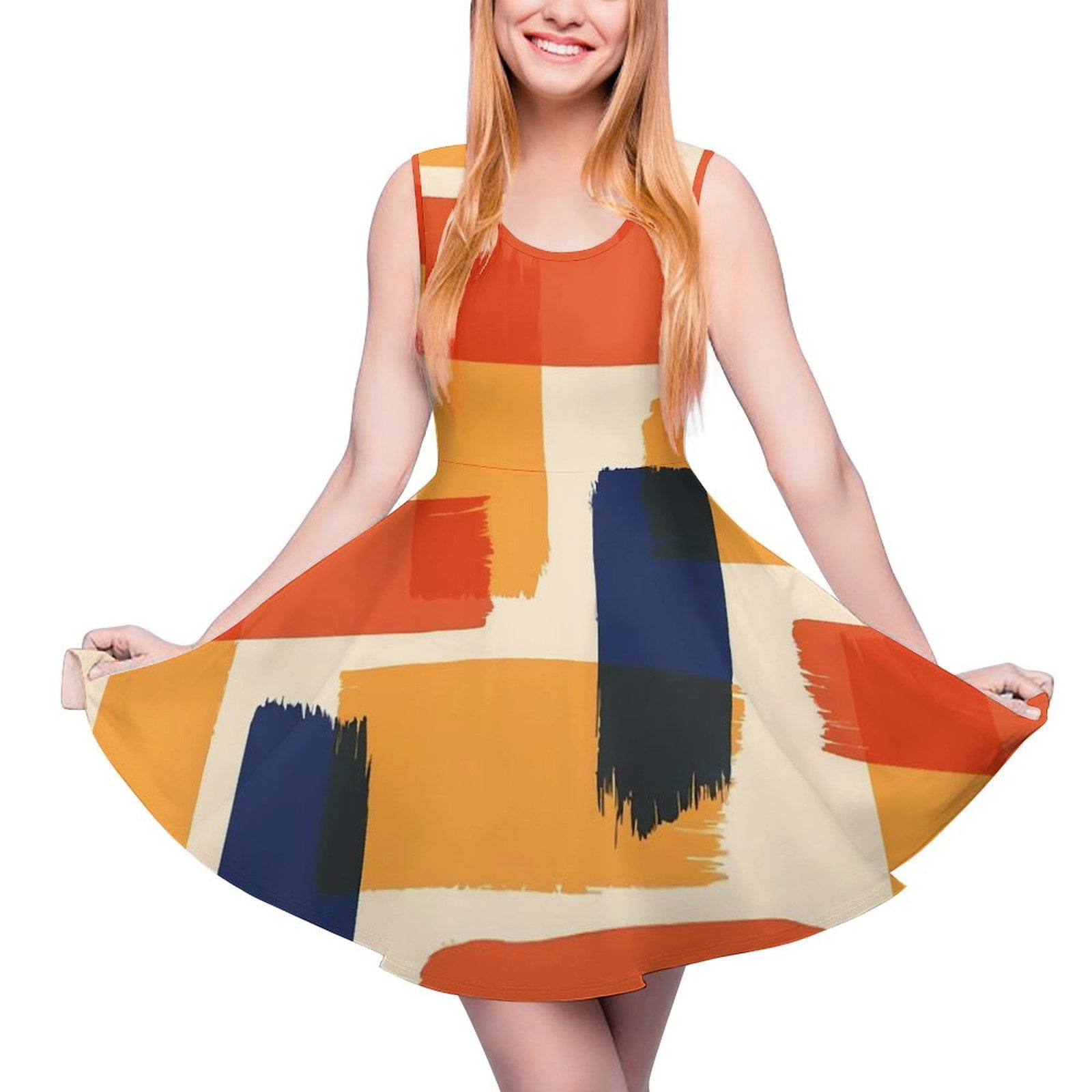 Paint Brush Print Dress Abstract Aesthetic Dresses Women Boho Skate ...