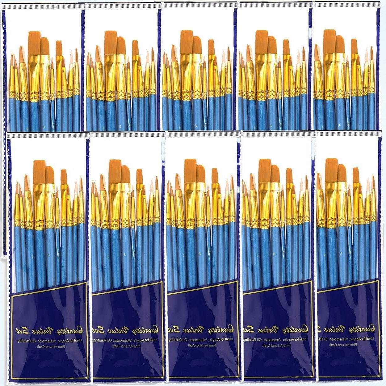 Paint Brush Set, 10 Pack 100 Pcs Round Tip Paint Brushes Nylon Hair ...